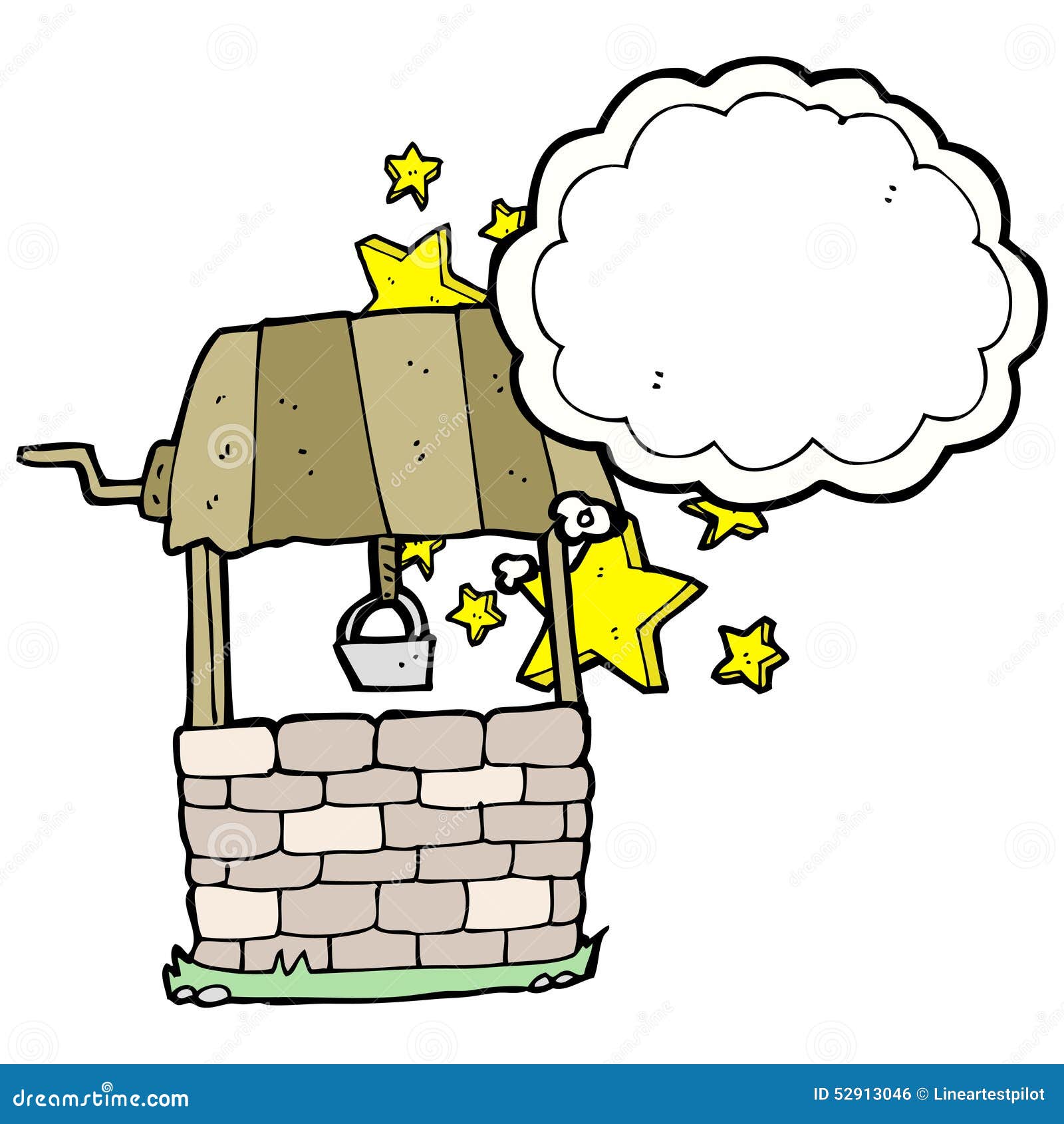 Cartoon Wishing Well with Thought Bubble Stock Illustration ...
