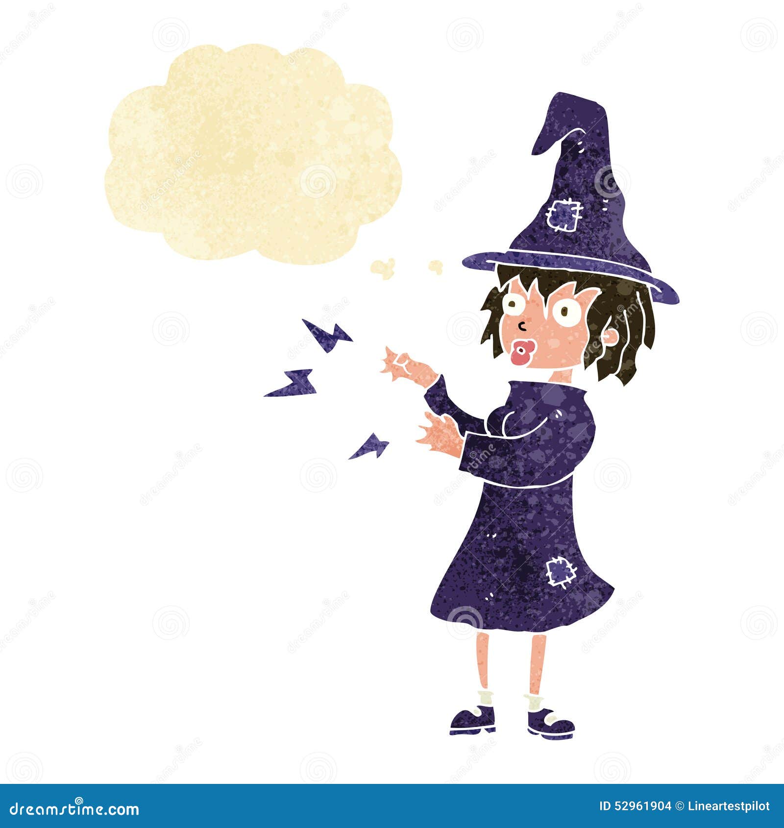 Cartoon Witch Casting Spell with Thought Bubble Stock Illustration ...