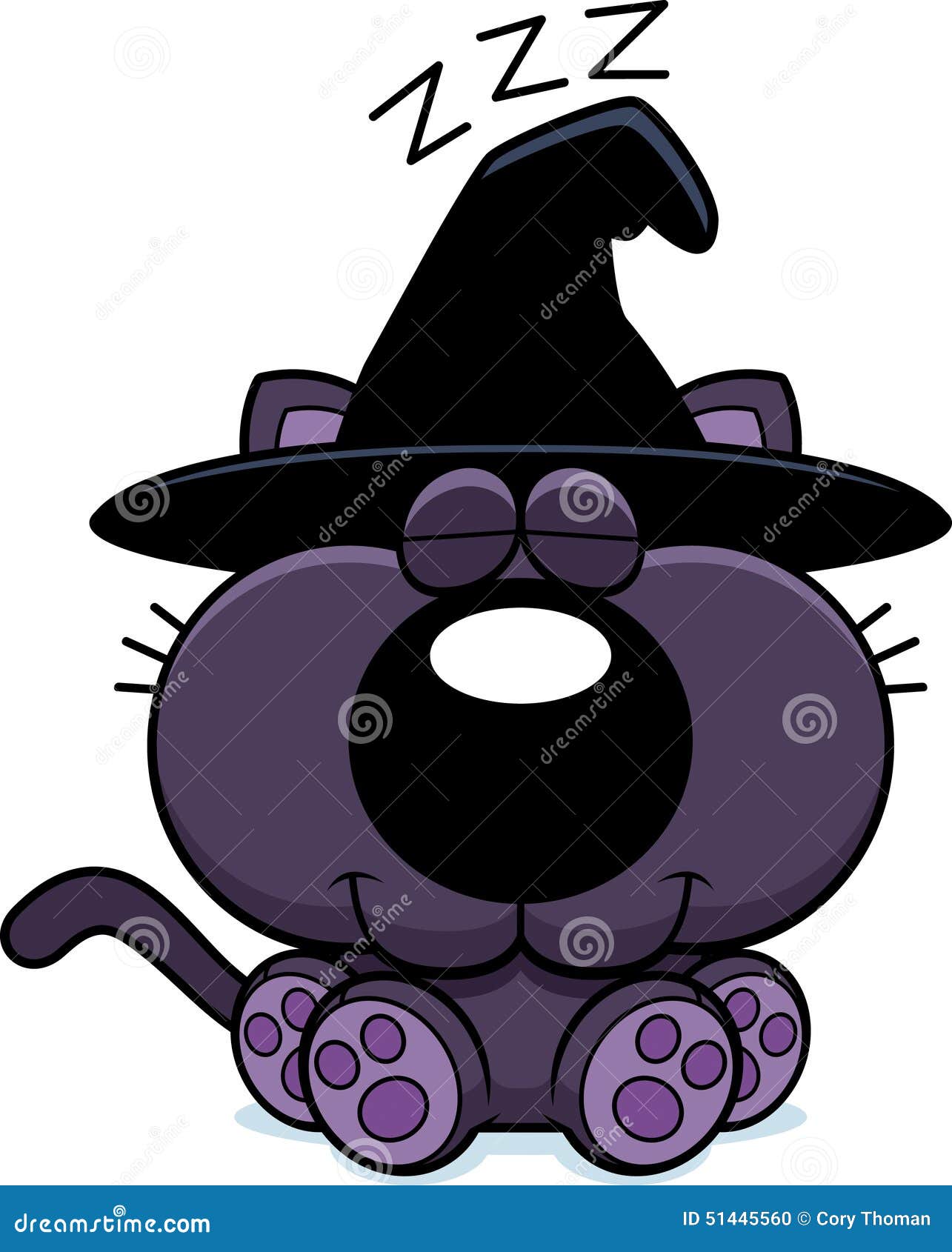 Cartoon Witch Cat Napping stock vector. Illustration of graphic - 51445560