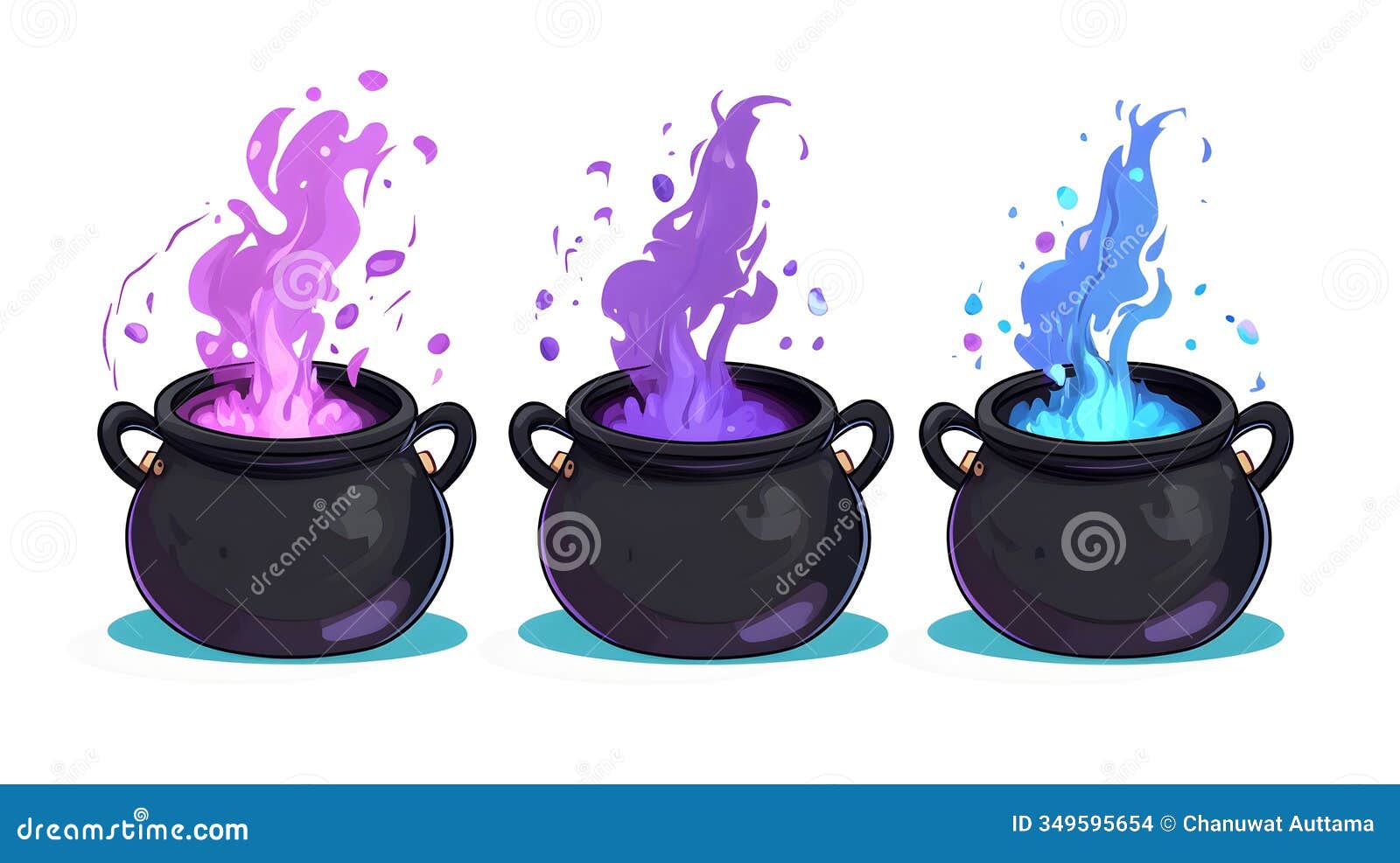 Cartoon Witch S Cauldron with Magic Potion and Smoke Stock Illustration ...