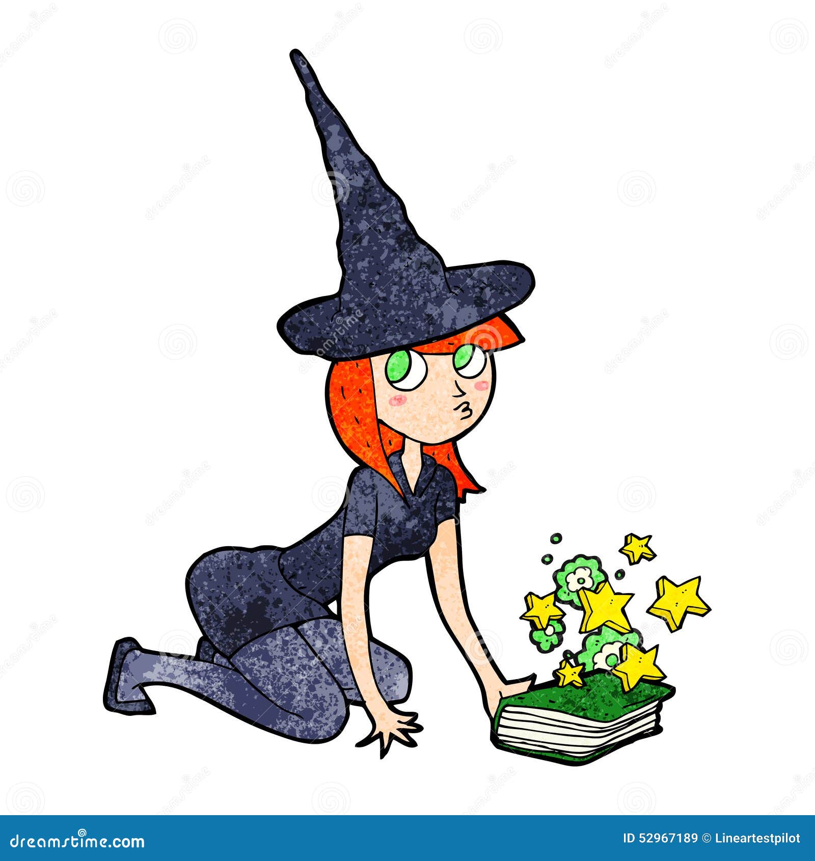 Cartoon Witch and Spell Book Stock Illustration - Illustration of ...