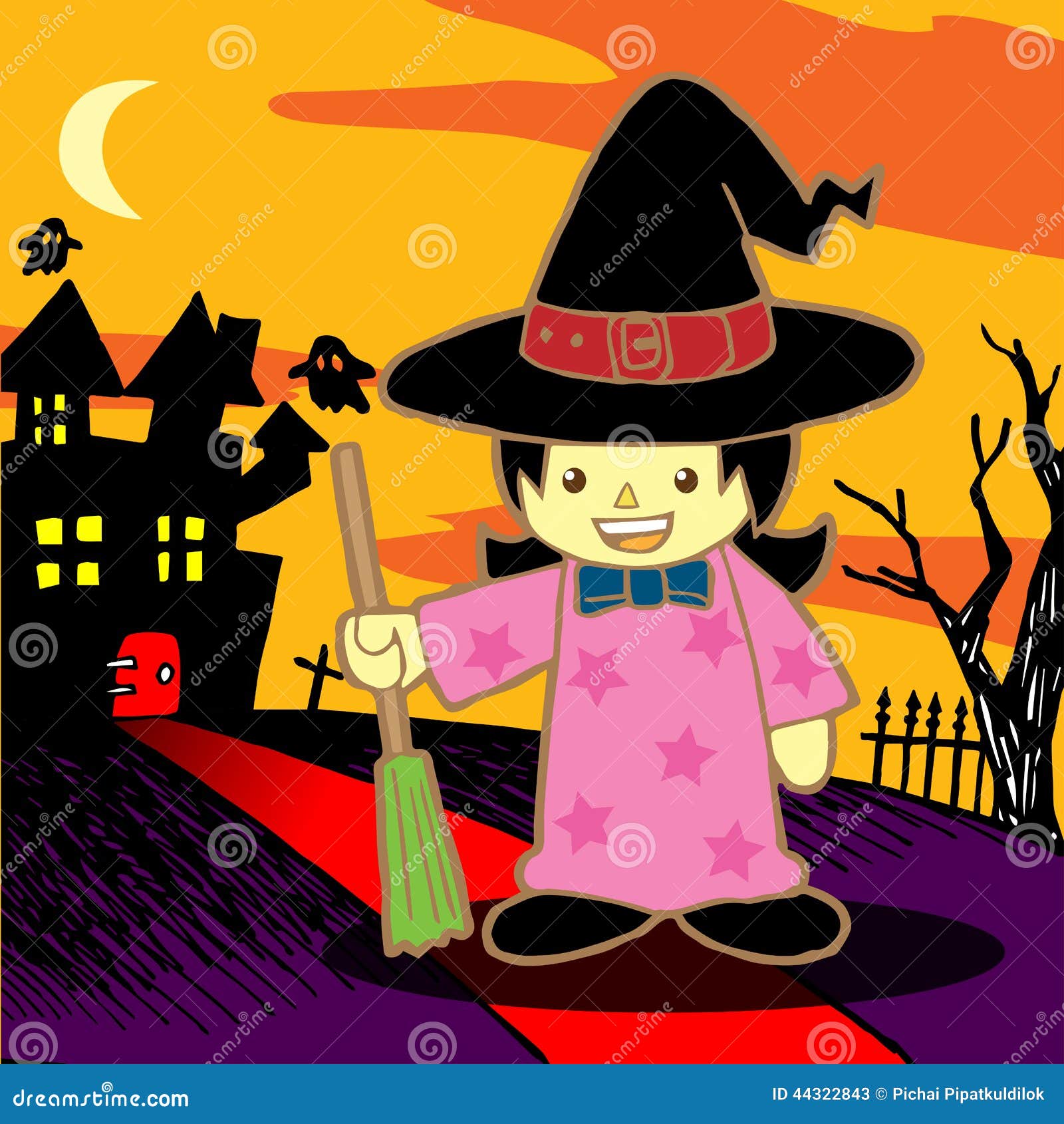 Cartoon Witch. Vector Illustration Stock Vector - Illustration of evil ...