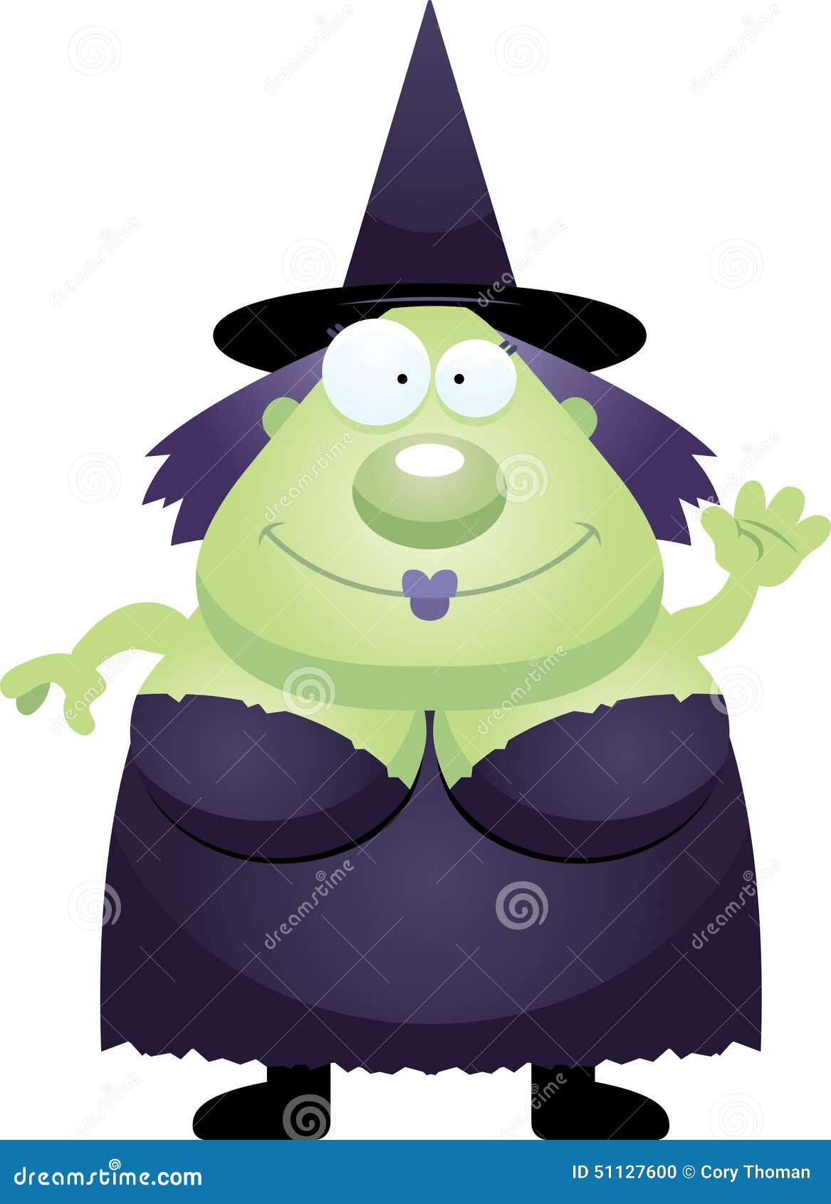 Cartoon Witch Waving stock vector. Illustration of vector - 51127600