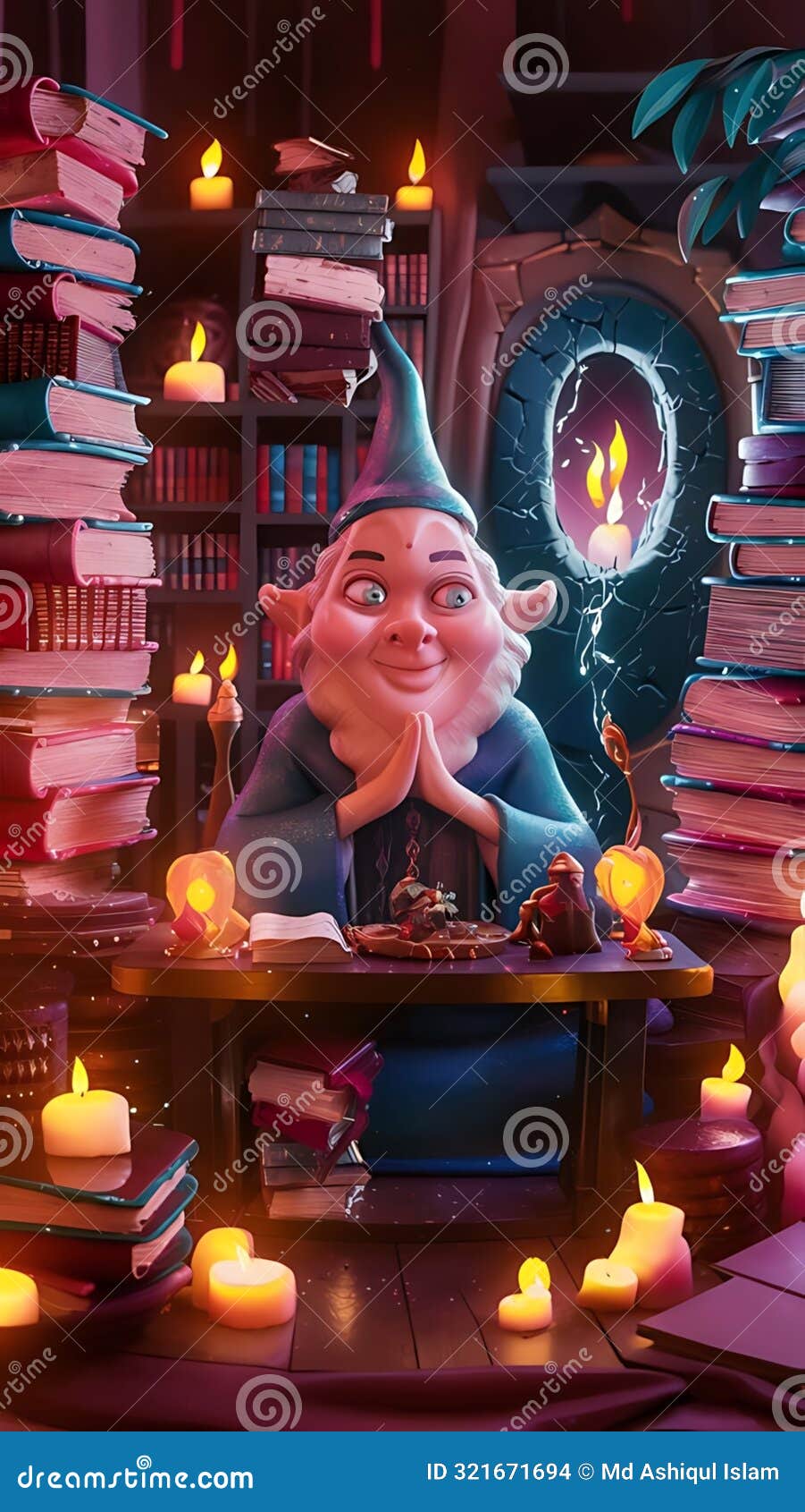 A Cartoon of a Wizard with a Book Called the Wizard Stock Illustration ...