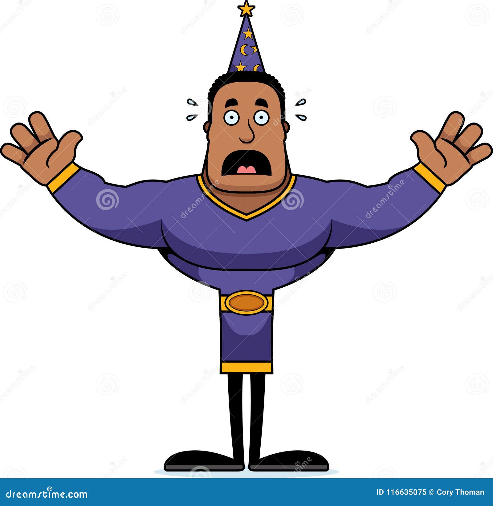 Cartoon Scared Wizard stock vector. Illustration of magic - 116635075