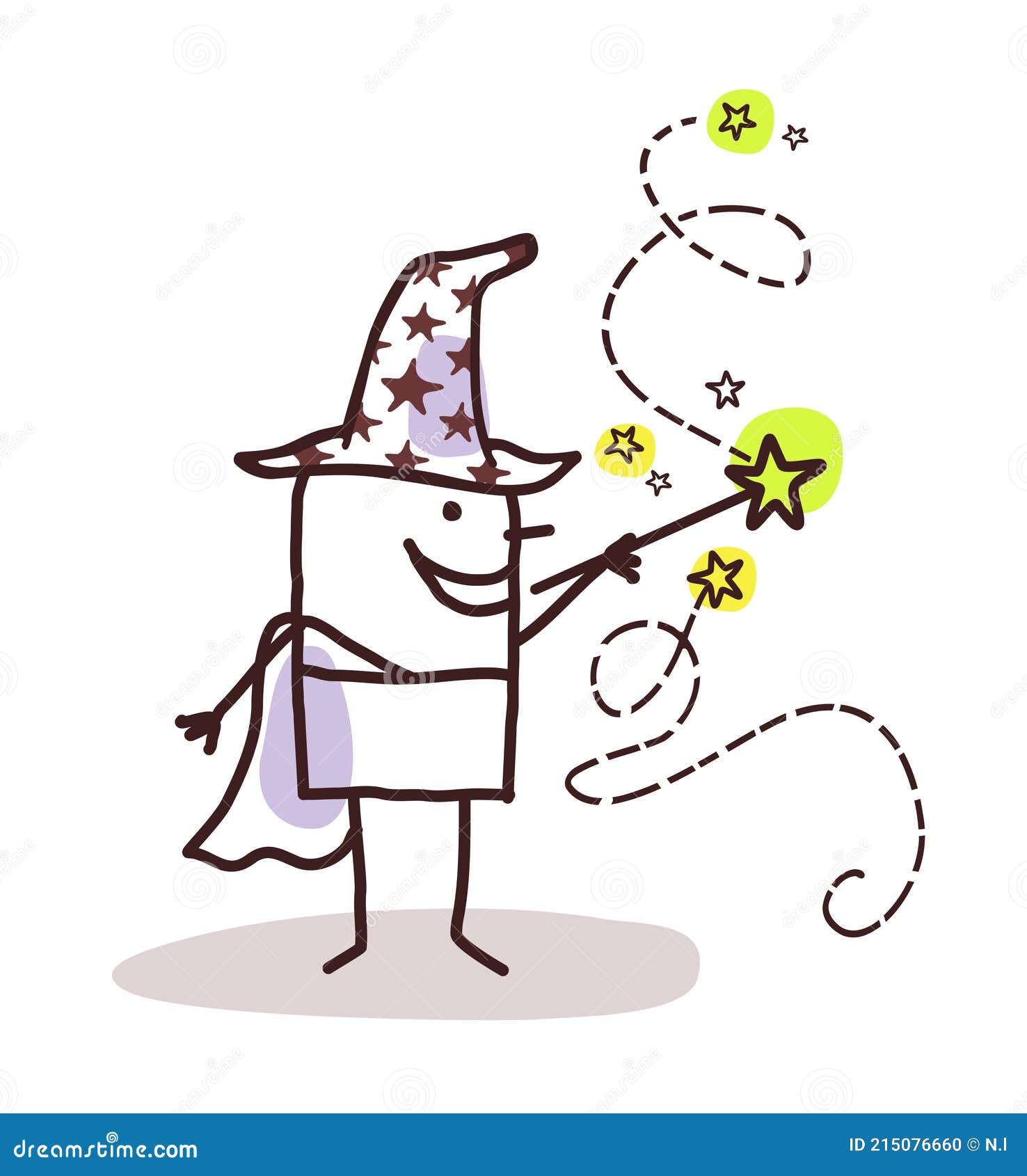 Cartoon Wizard with Magic Wand Stock Vector - Illustration of vector ...