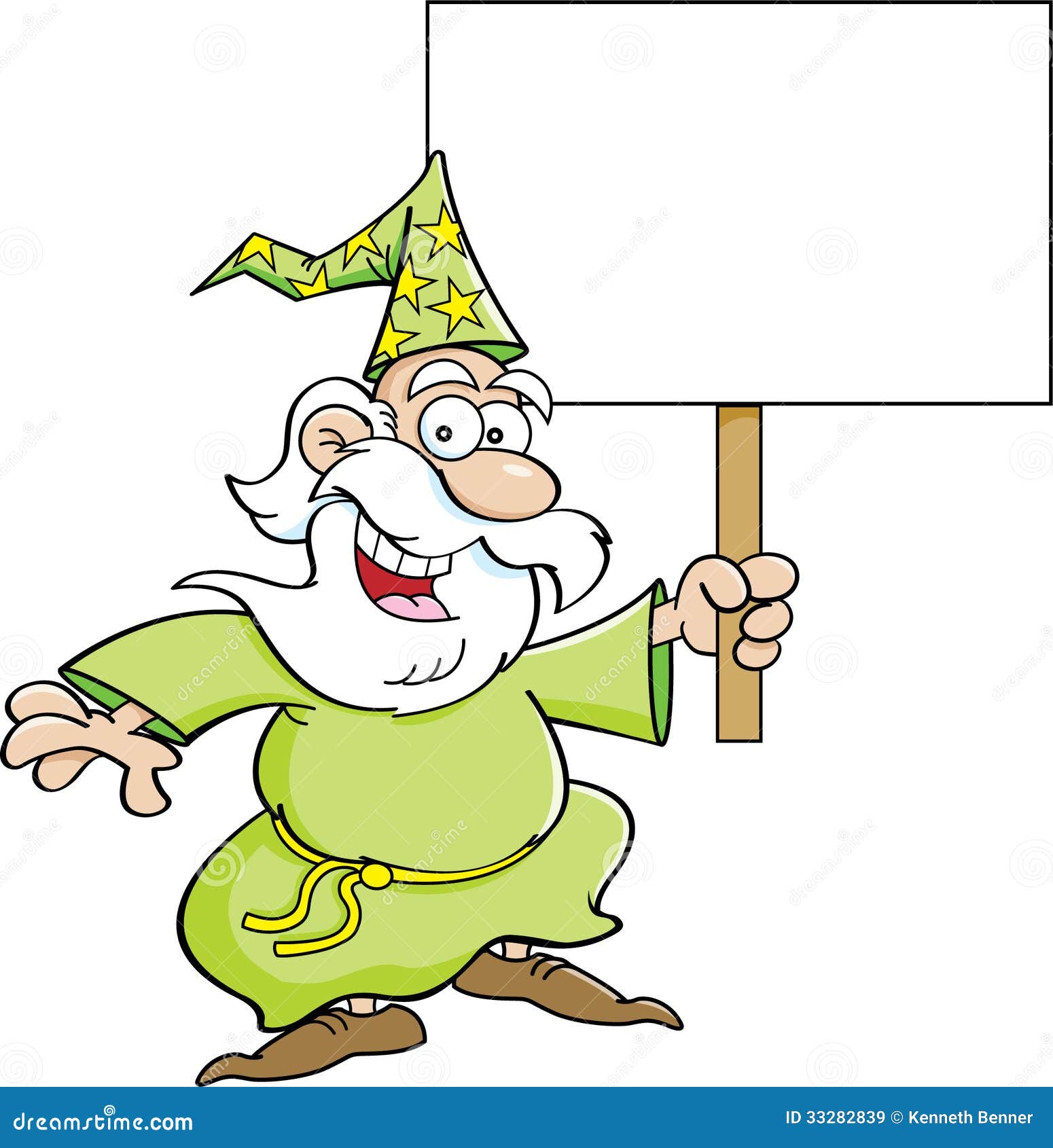 Cartoon wizard with a sign stock vector. Illustration of magic - 33282839
