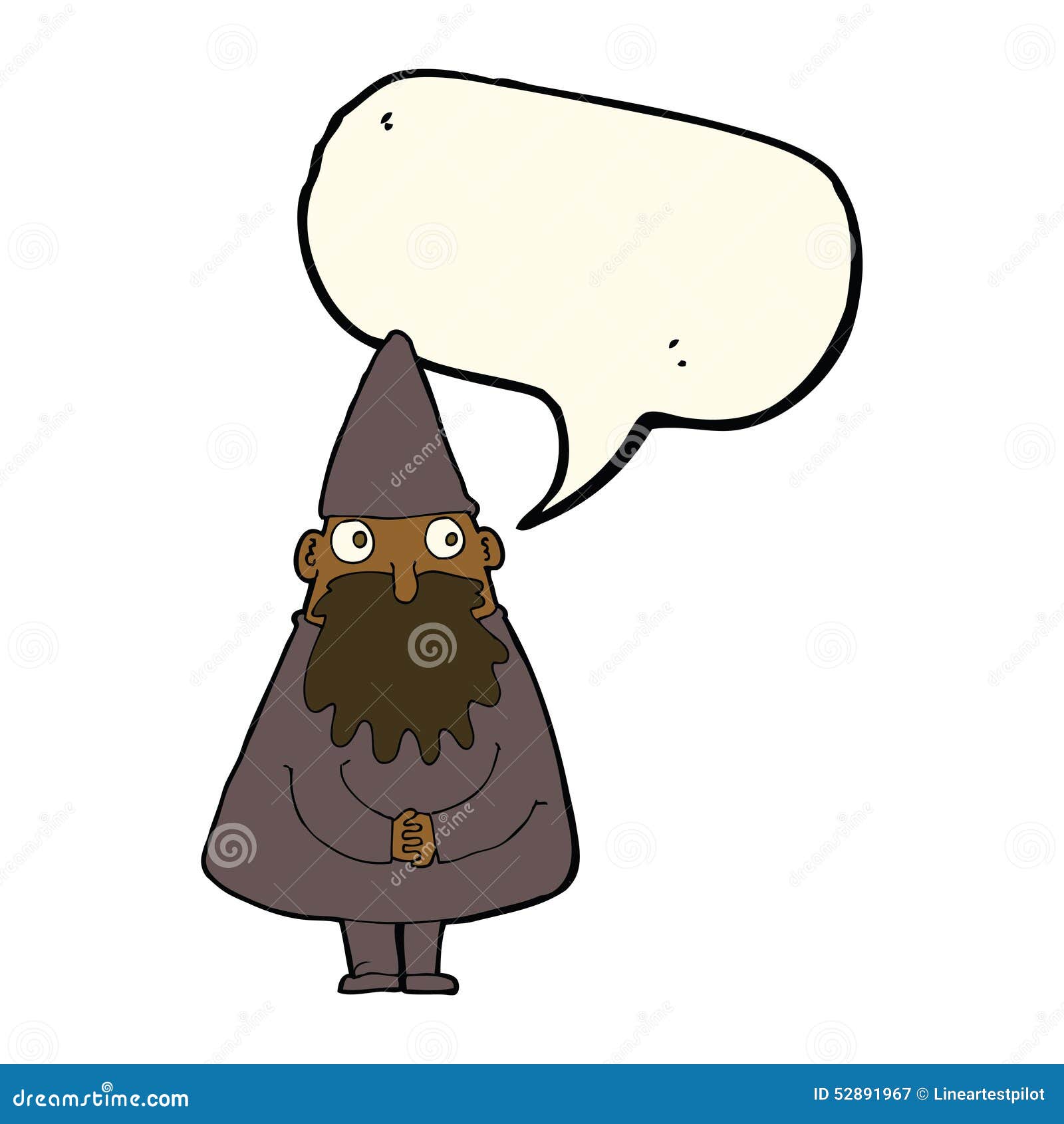 Cartoon Wizard with Speech Bubble Stock Illustration - Illustration of ...