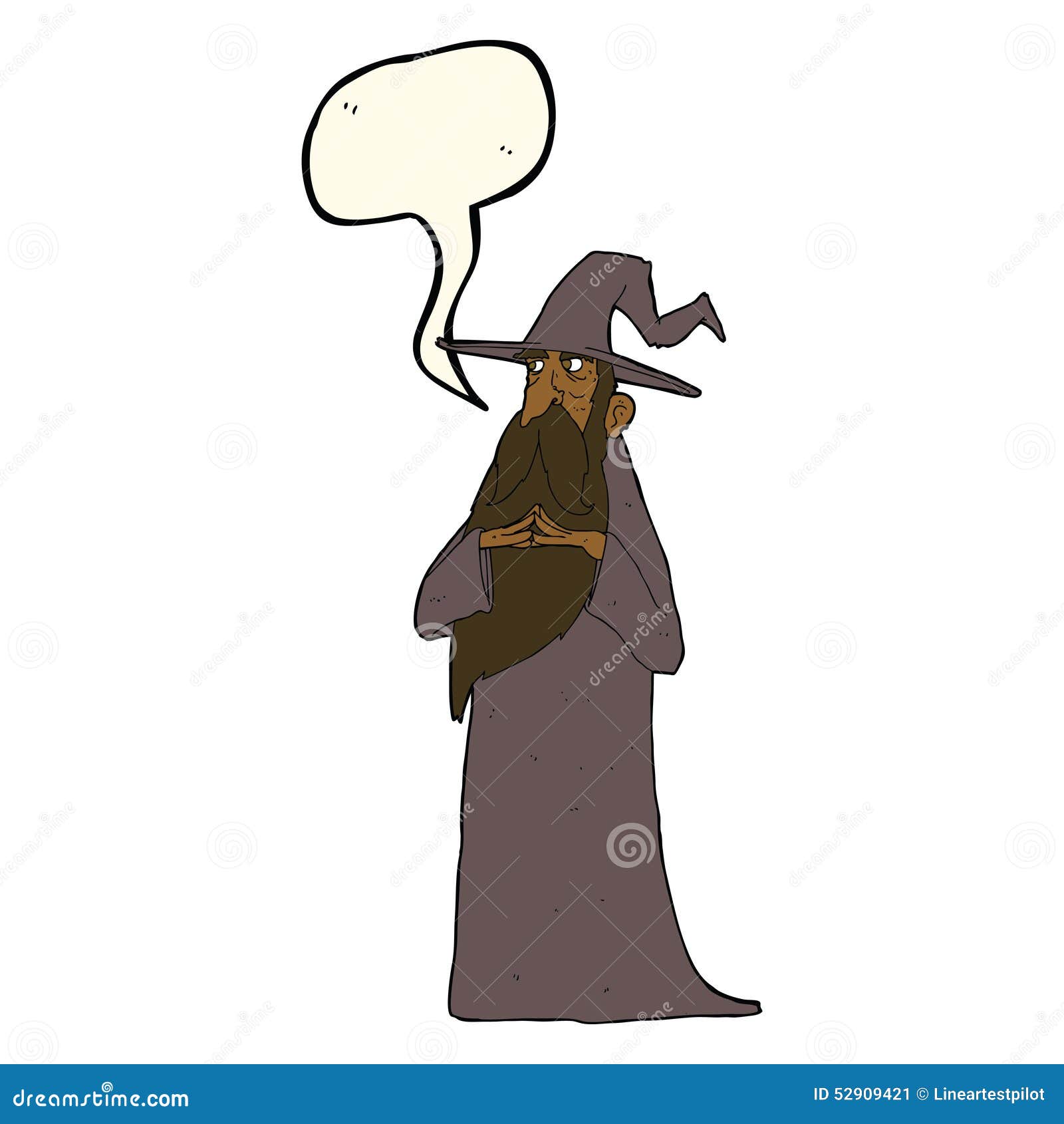 Cartoon Wizard with Speech Bubble Stock Illustration - Illustration of ...