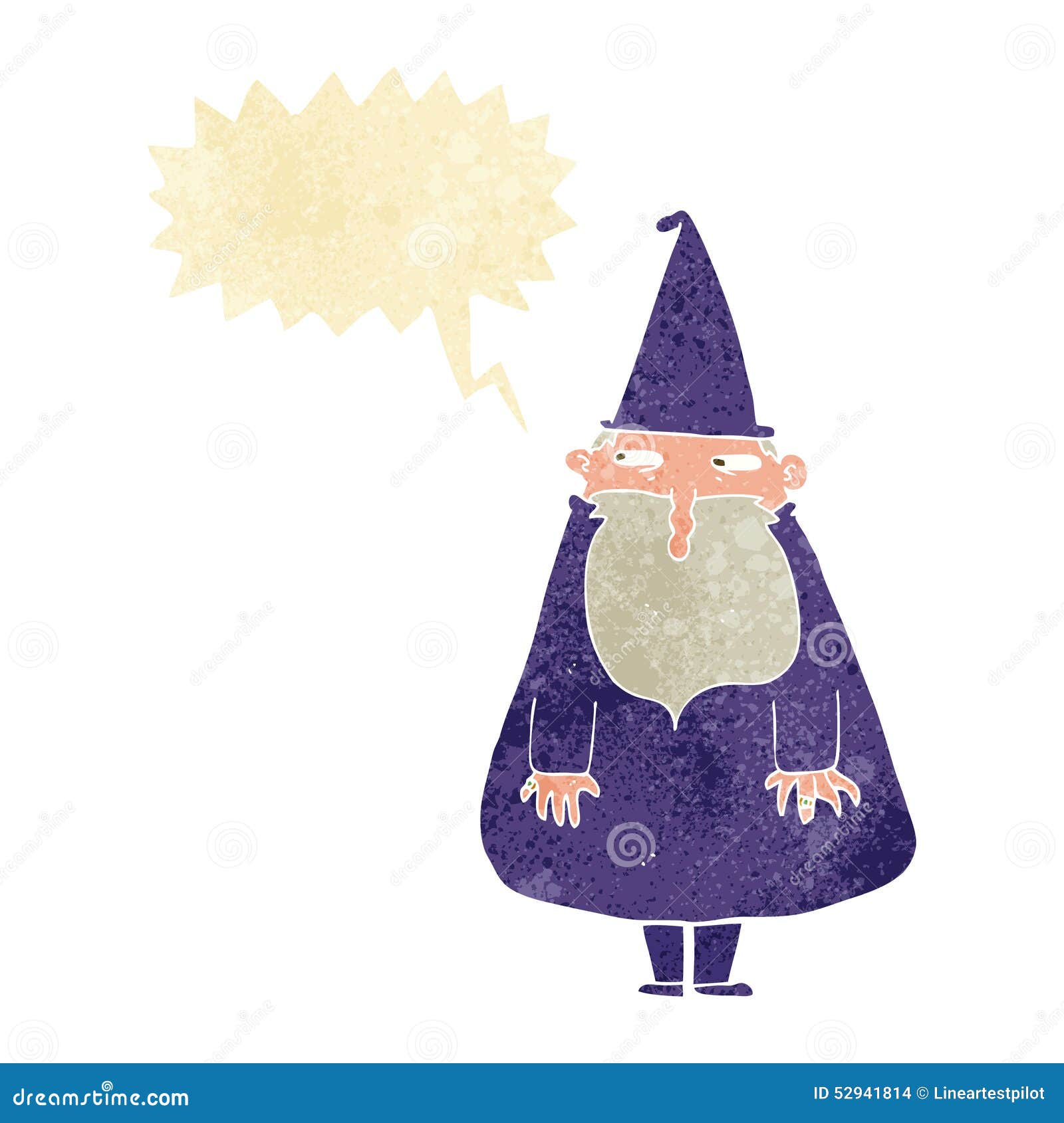 Cartoon Wizard with Speech Bubble Stock Illustration - Illustration of ...