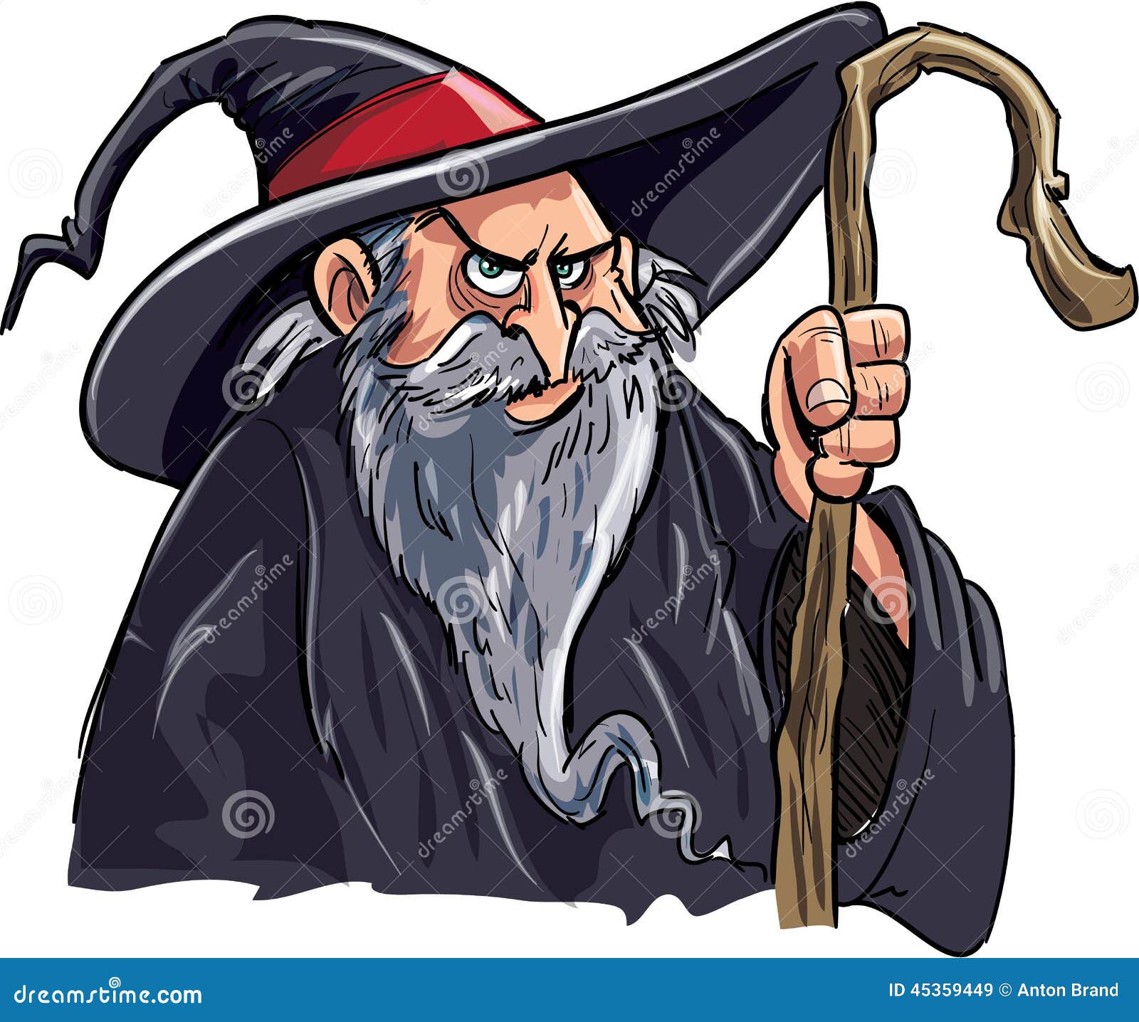 Cartoon Wizard with a Staff Stock Illustration - Illustration of ...