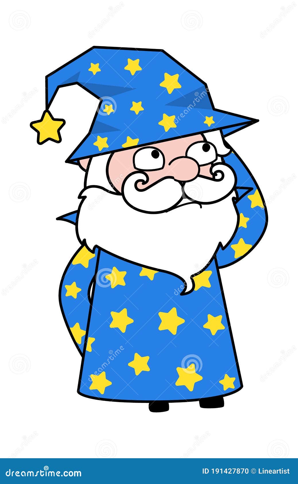 Cartoon Wizard Thinking in Confusion Stock Vector - Illustration of ...