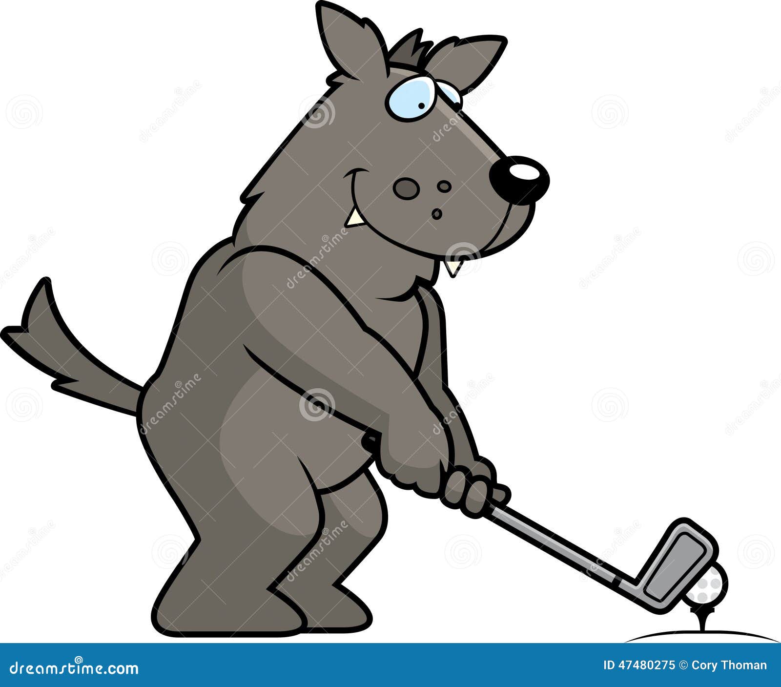 Cartoon Wolf Golfing stock vector. Illustration of wolf - 47480275