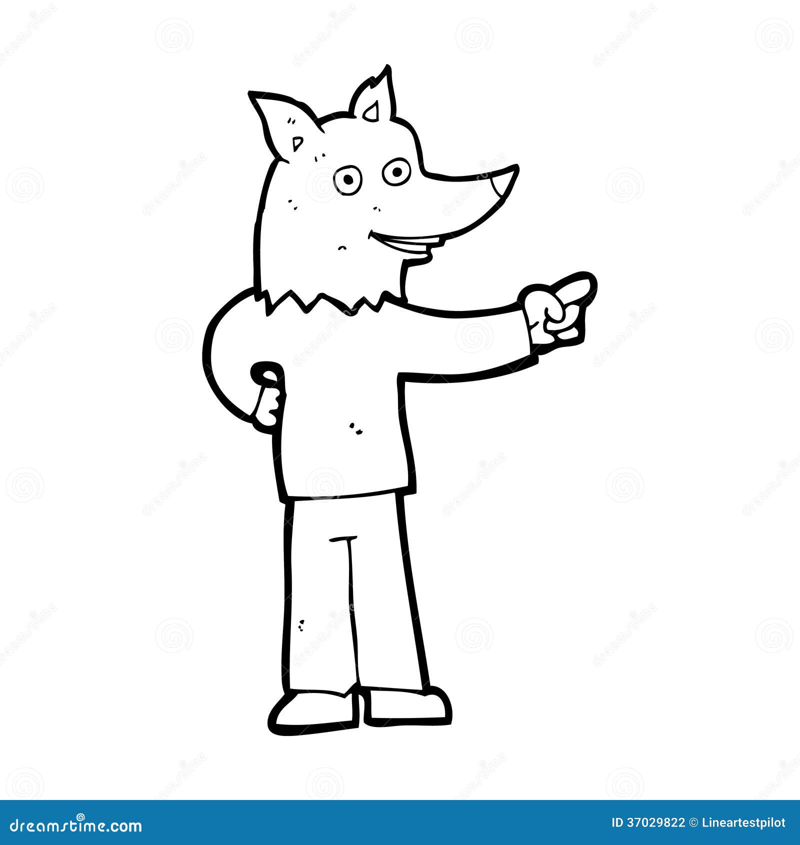 Cartoon wolf man pointing stock illustration. Illustration of silly ...
