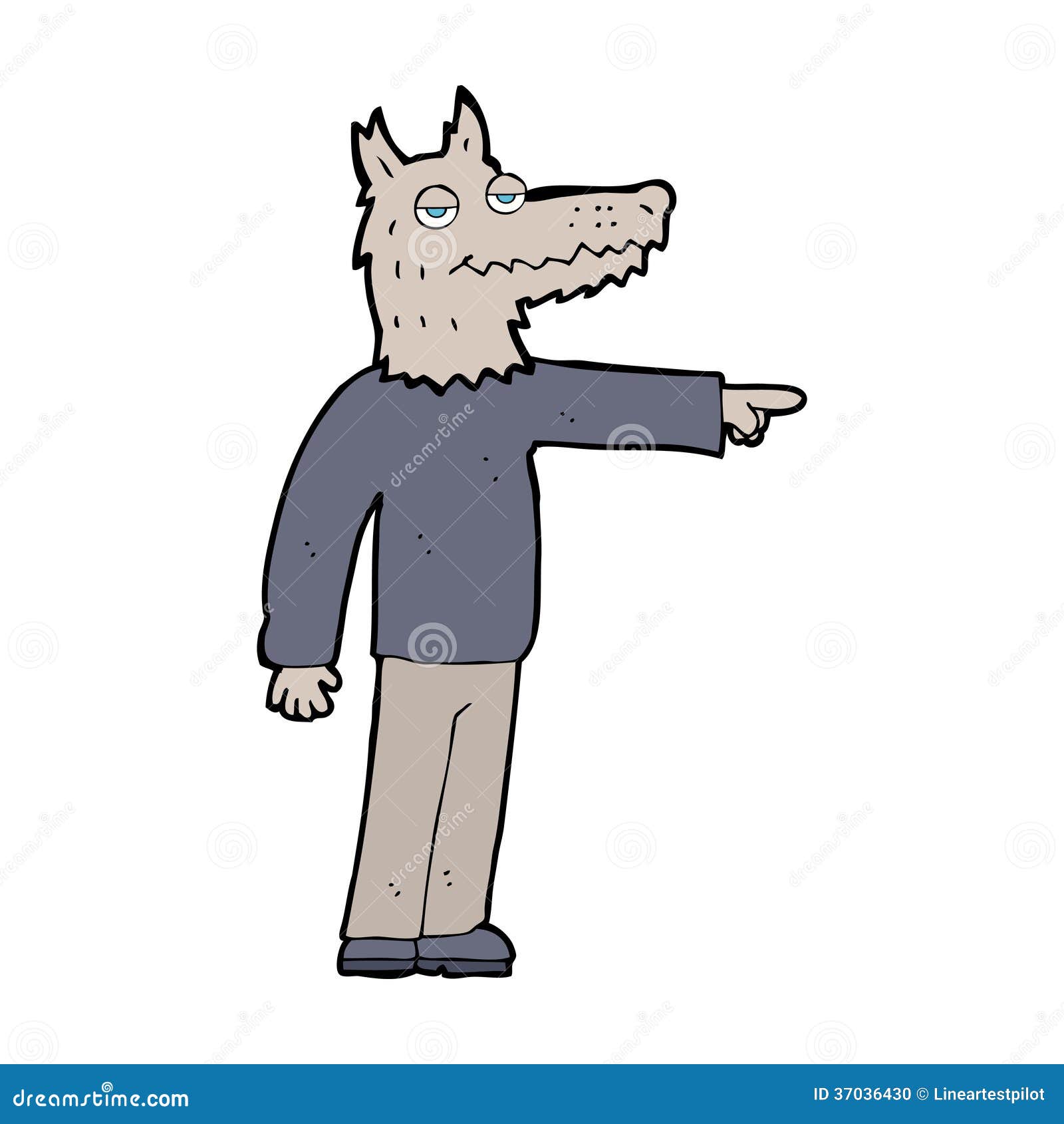 Cartoon wolf man pointing stock vector. Illustration of wolf - 37036430