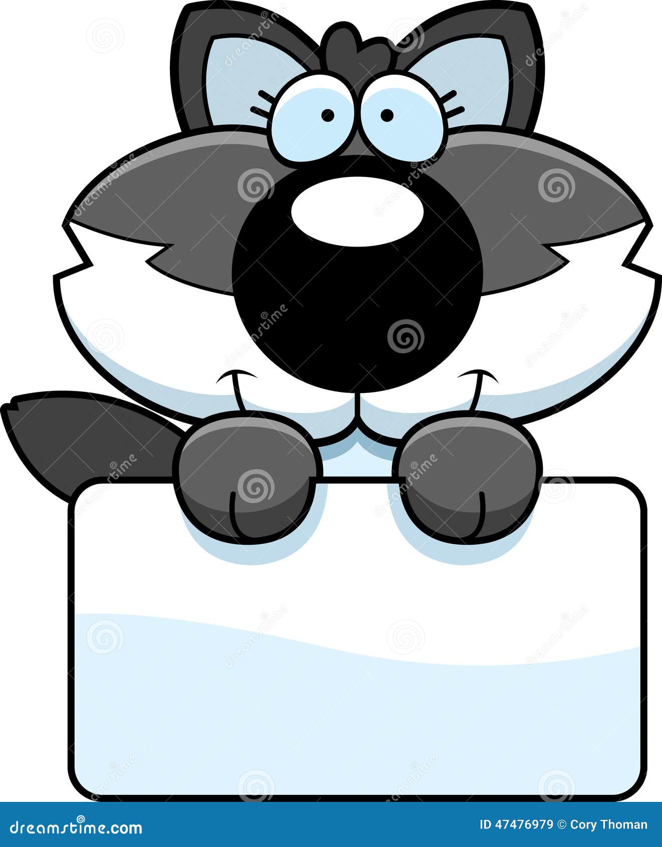 Cartoon Wolf Pup Sign stock vector. Illustration of smiling - 47476979