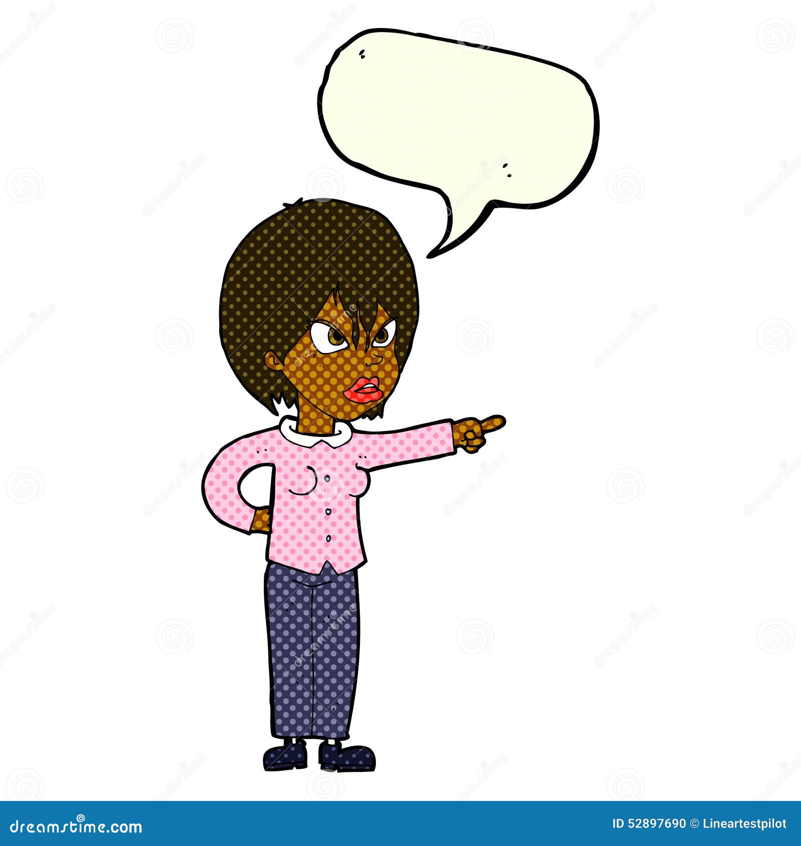 Cartoon Woman Accusing with Speech Bubble Stock Illustration ...