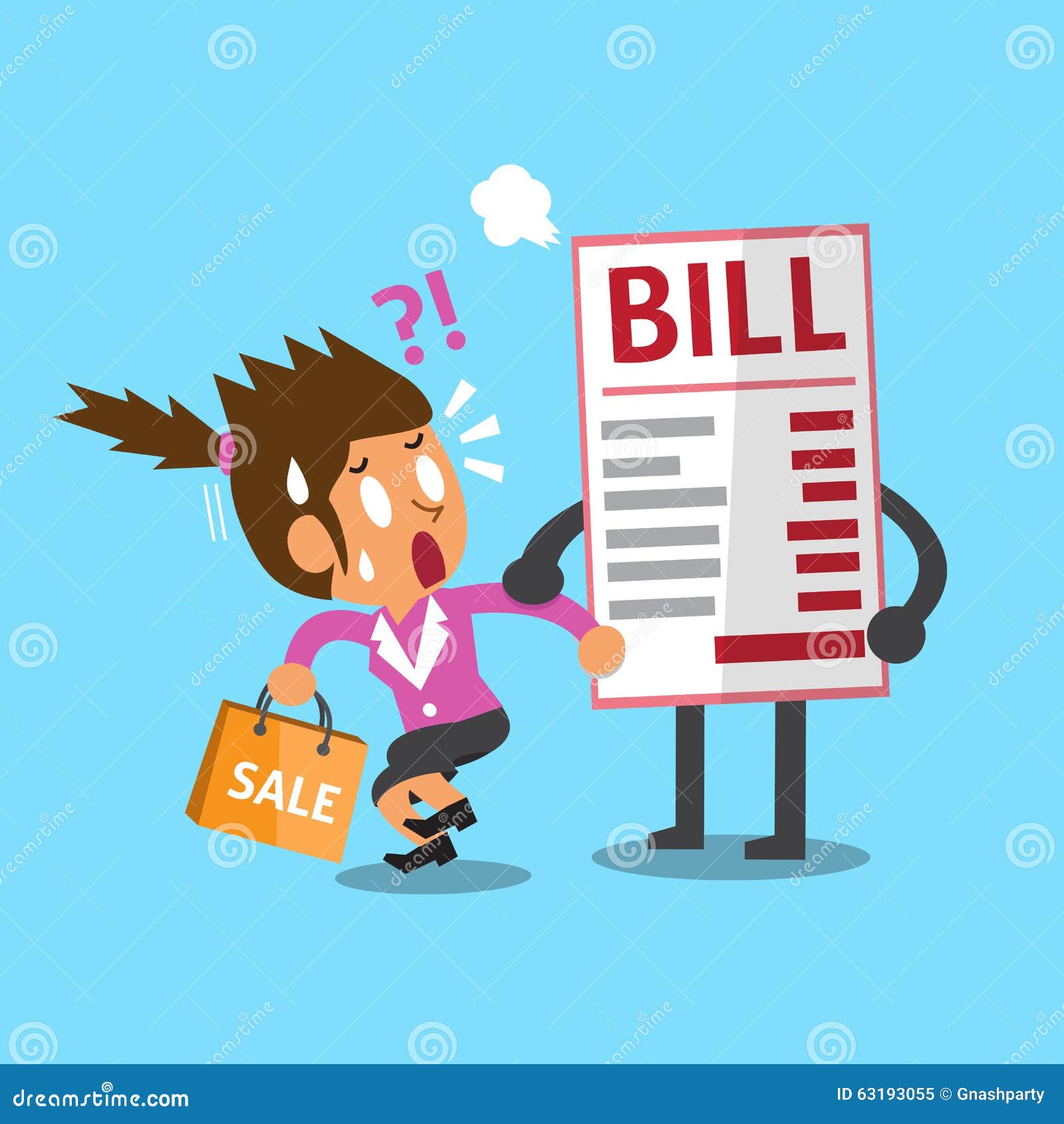 Cartoon a Woman and Bill Payment Stock Vector - Illustration of cartoon ...