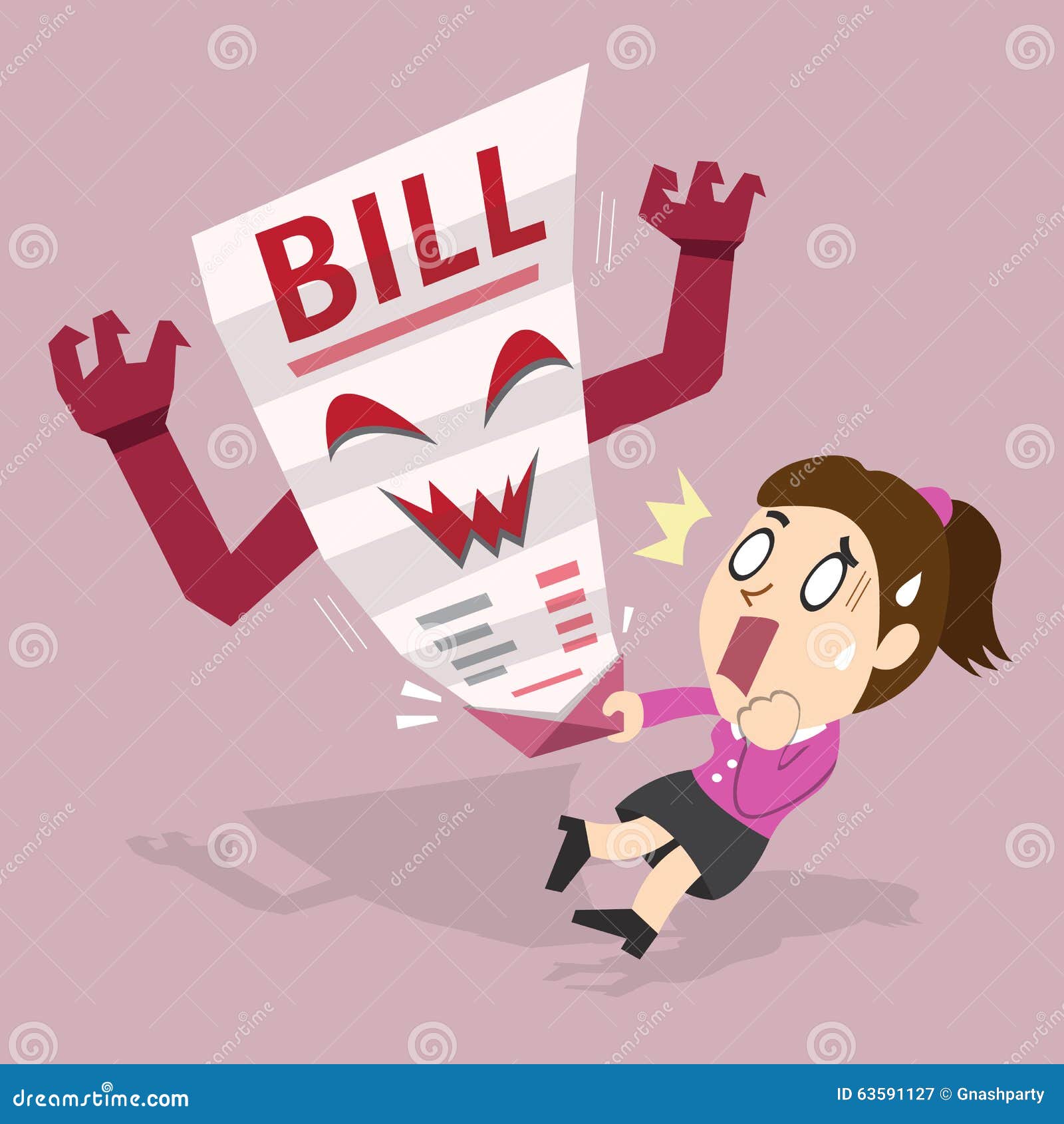 Cartoon a Woman and Bill Payment Stock Vector - Illustration of graphic ...