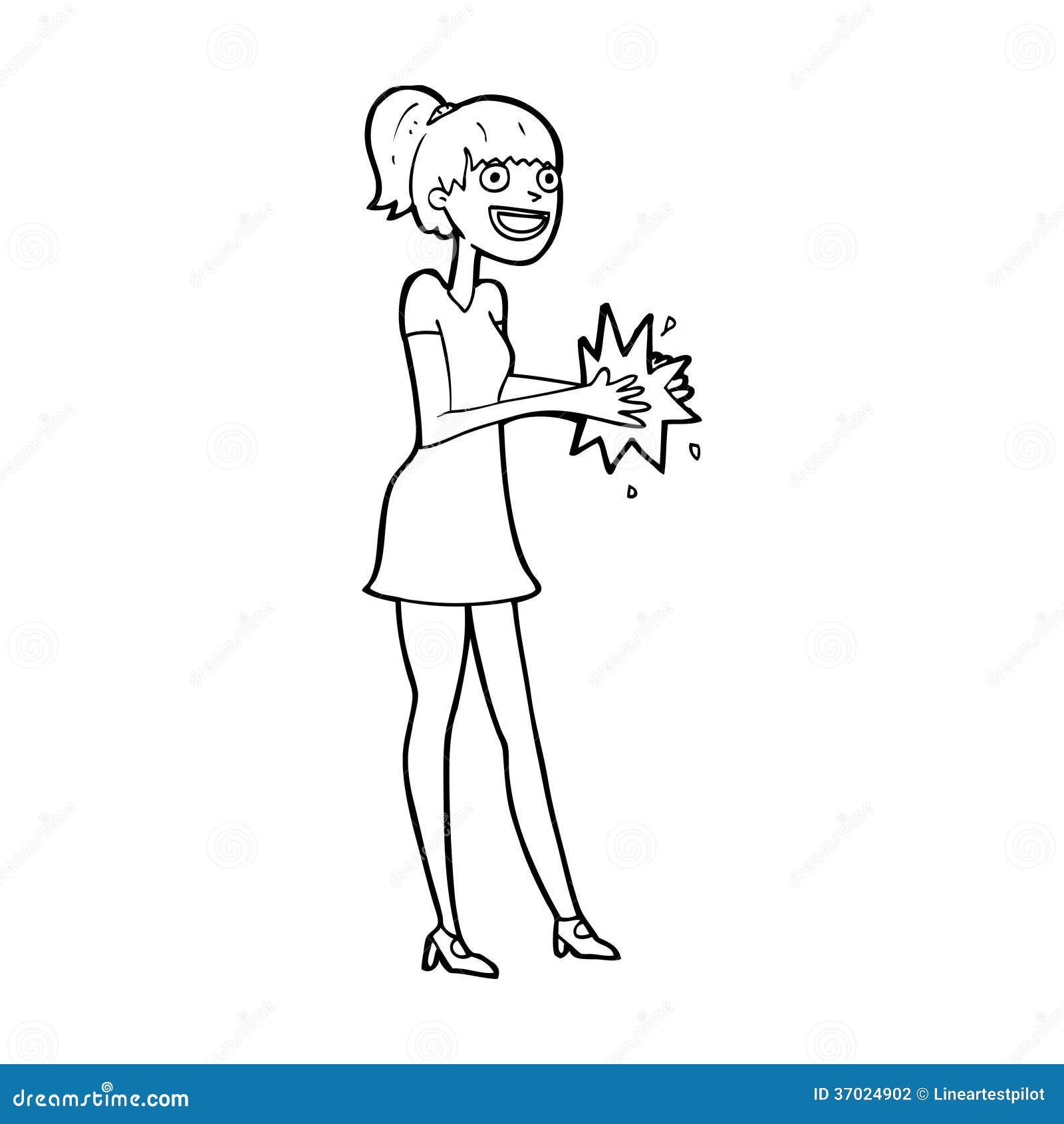 Cartoon Woman Clapping Hands Stock Illustration - Illustration of ...
