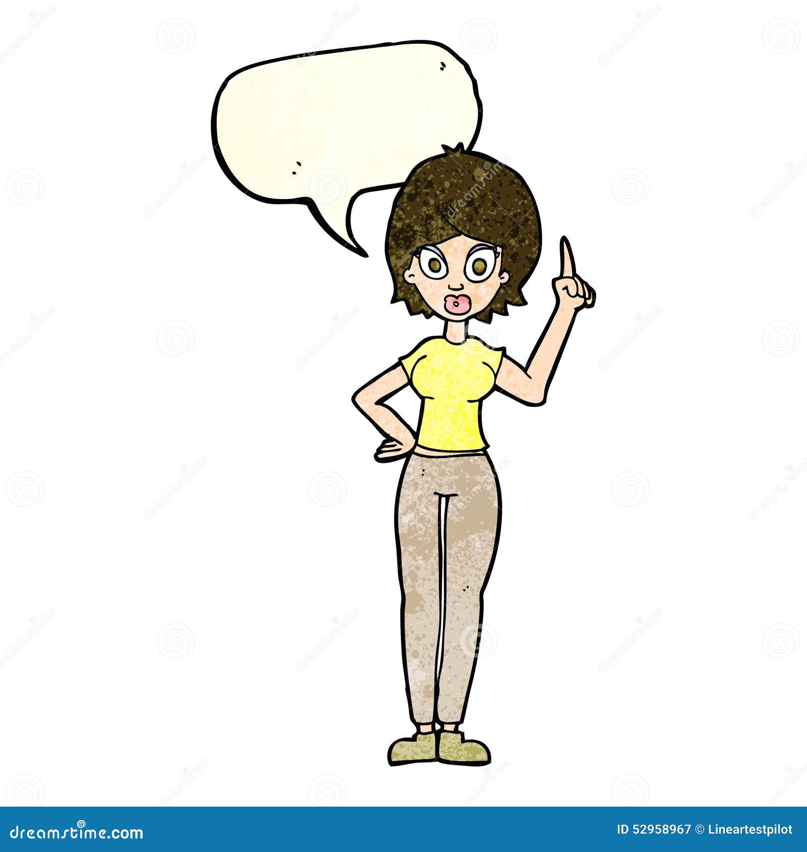 Cartoon Woman Explaining Her Point with Speech Bubble Stock ...