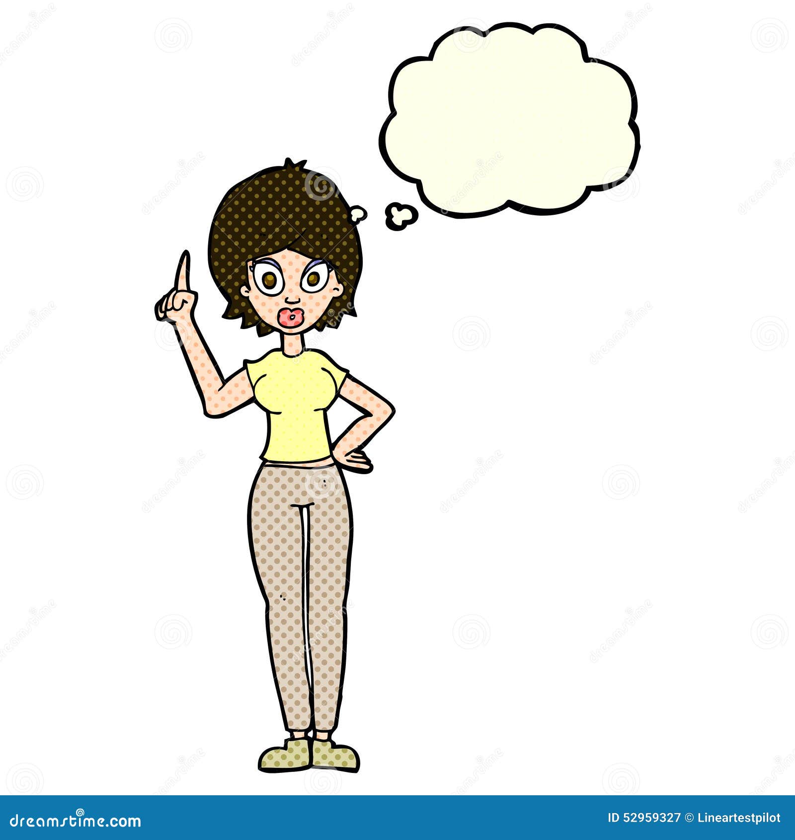 Cartoon Woman Explaining Her Point with Thought Bubble Stock ...