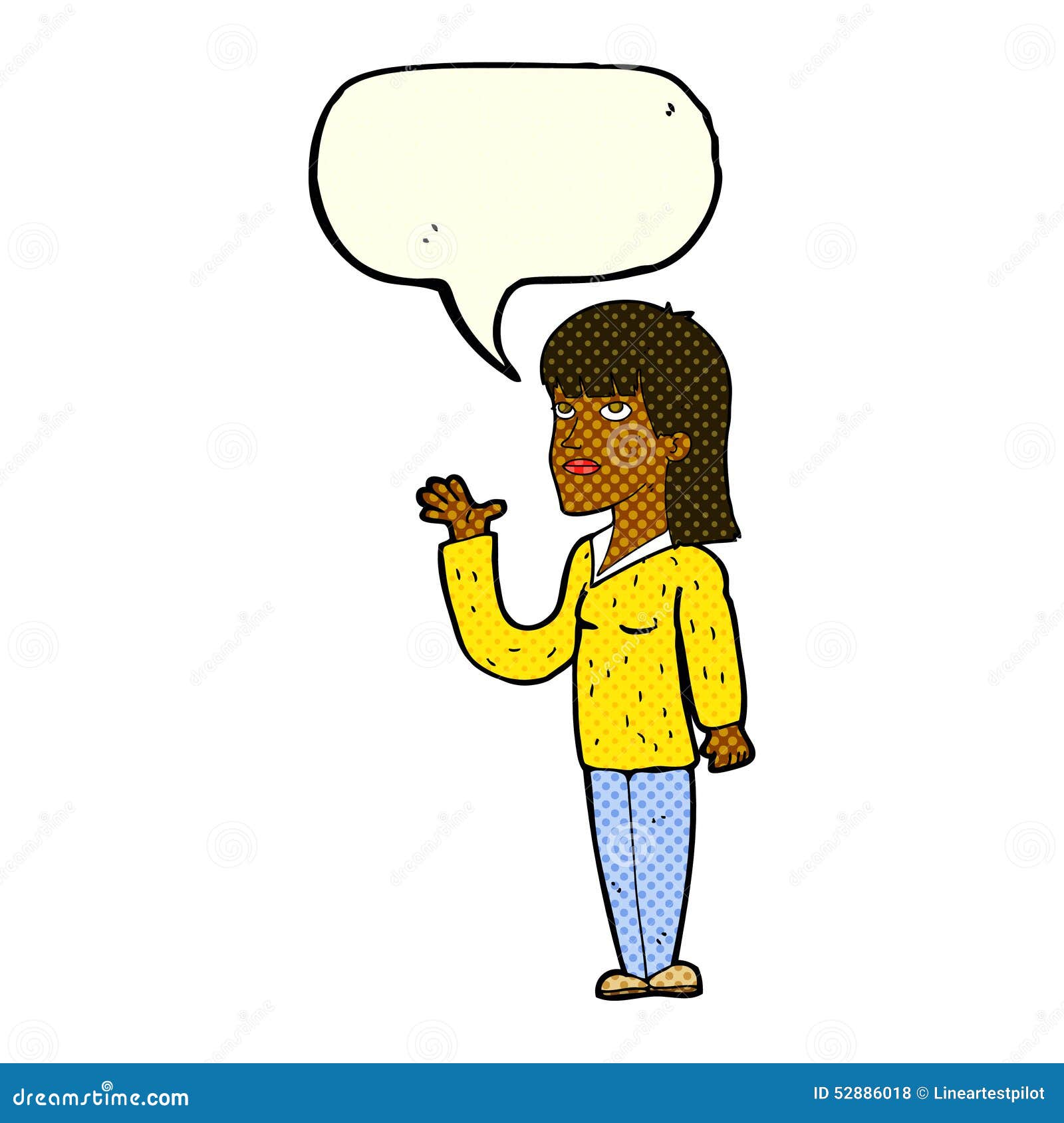 Cartoon Woman Explaining with Speech Bubble Stock Illustration ...