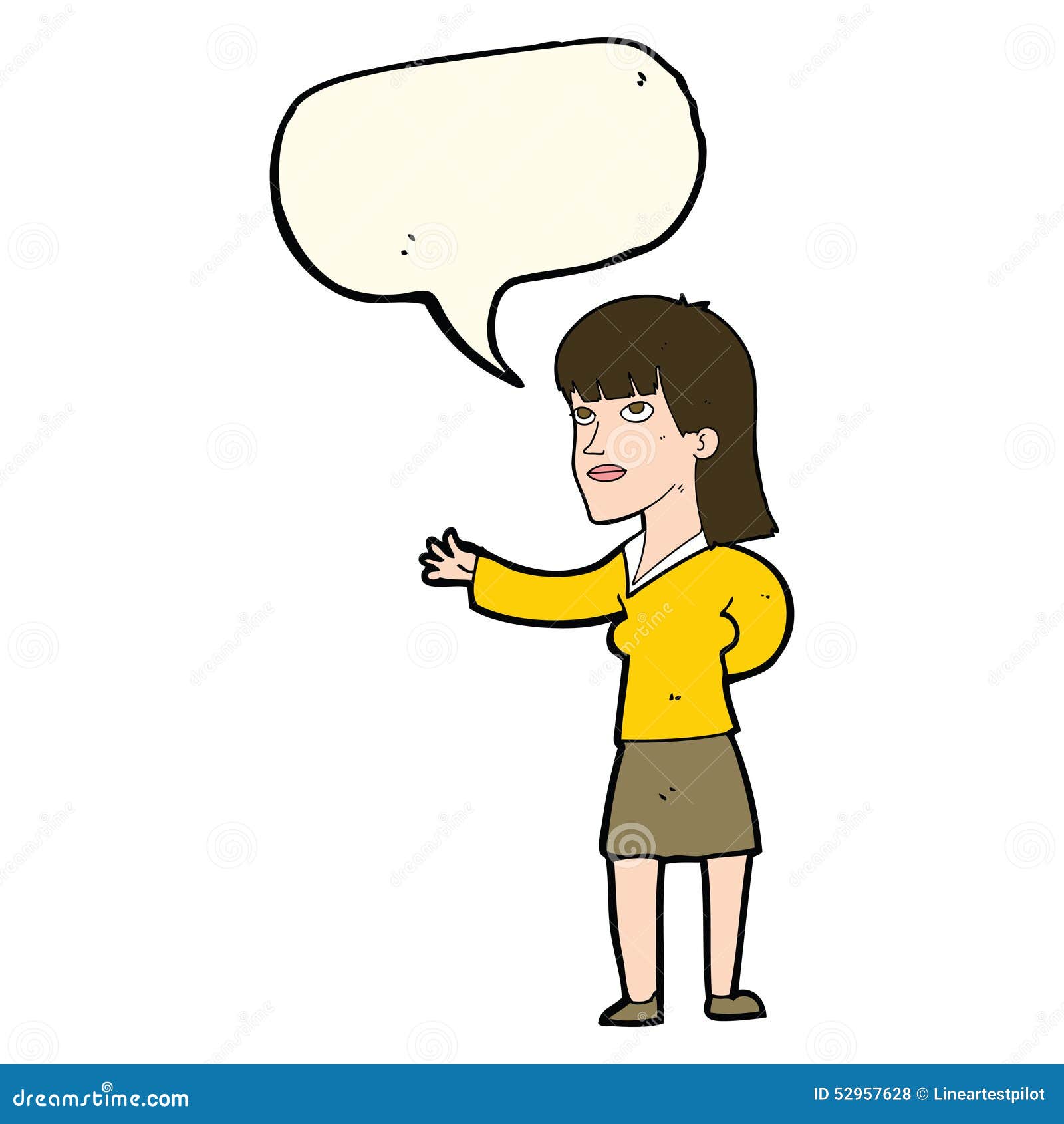 Cartoon Woman Explaining with Speech Bubble Stock Illustration ...