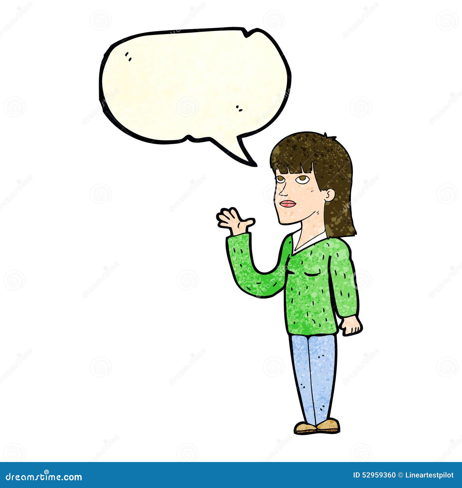 Cartoon Woman Explaining with Speech Bubble Stock Illustration ...