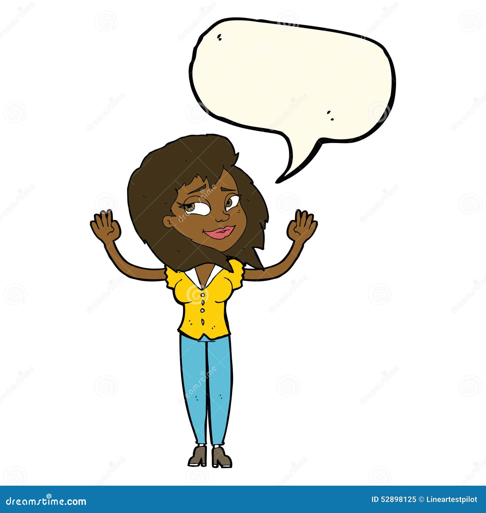 Cartoon Woman Giving Up with Speech Bubble Stock Illustration ...