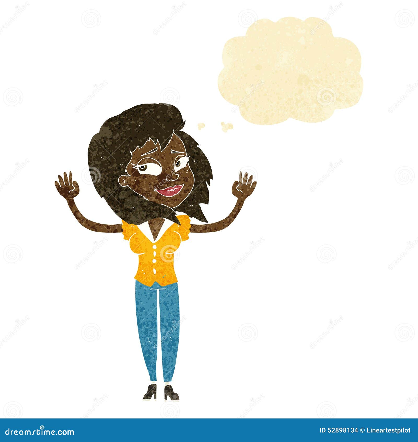 Cartoon Woman Giving Up with Thought Bubble Stock Illustration ...