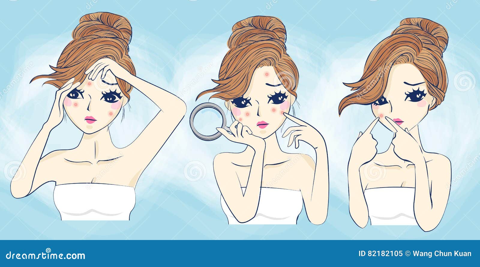 Cartoon Woman Has Face Problem Stock Vector - Illustration of look ...