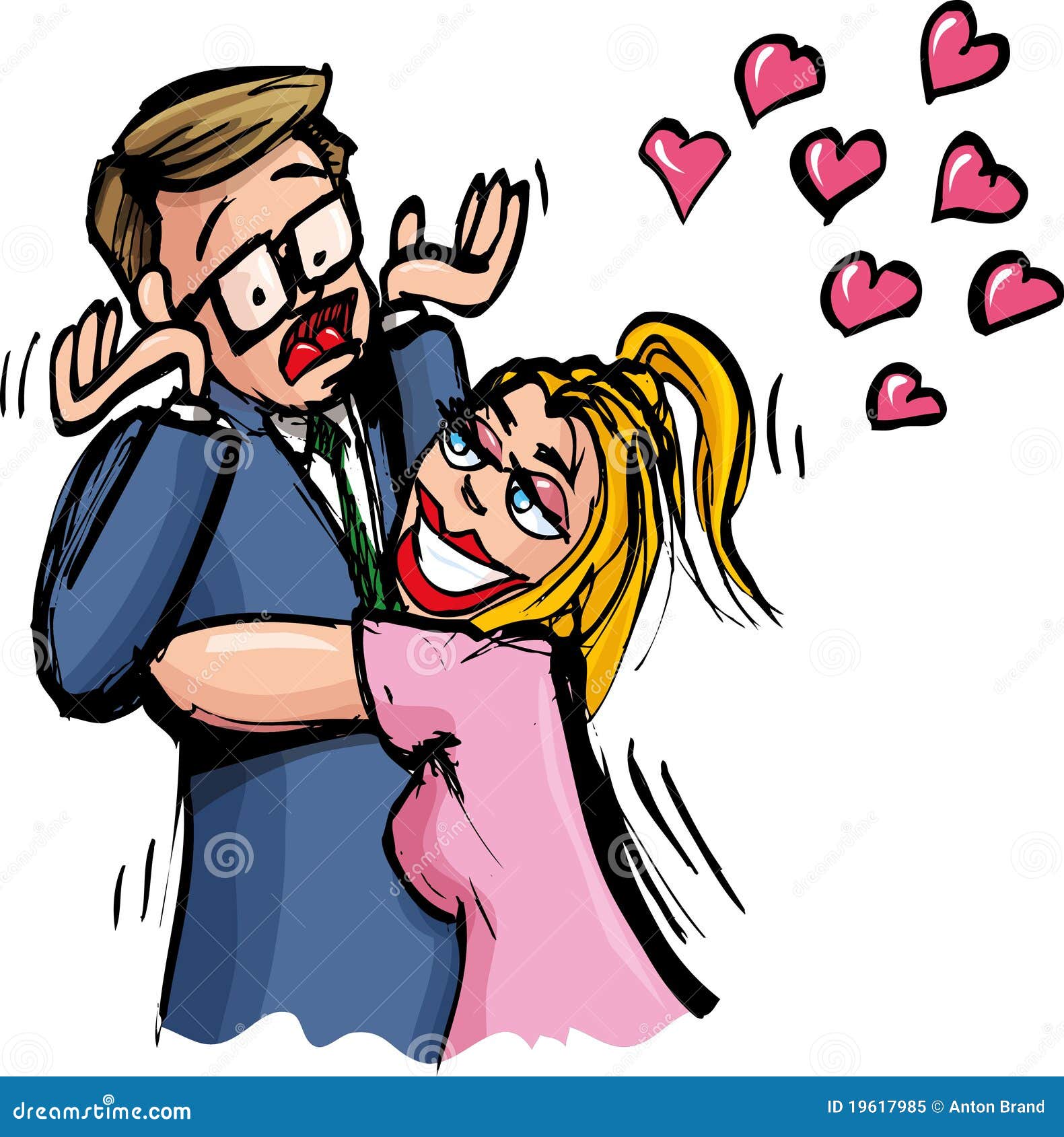 Cartoon of woman hugging stock vector. Illustration of heart - 19617985