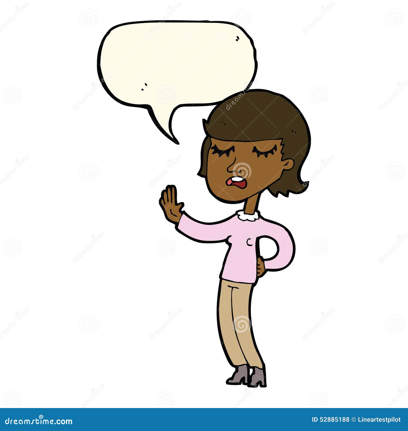 Cartoon Woman Ignoring with Speech Bubble Stock Illustration ...