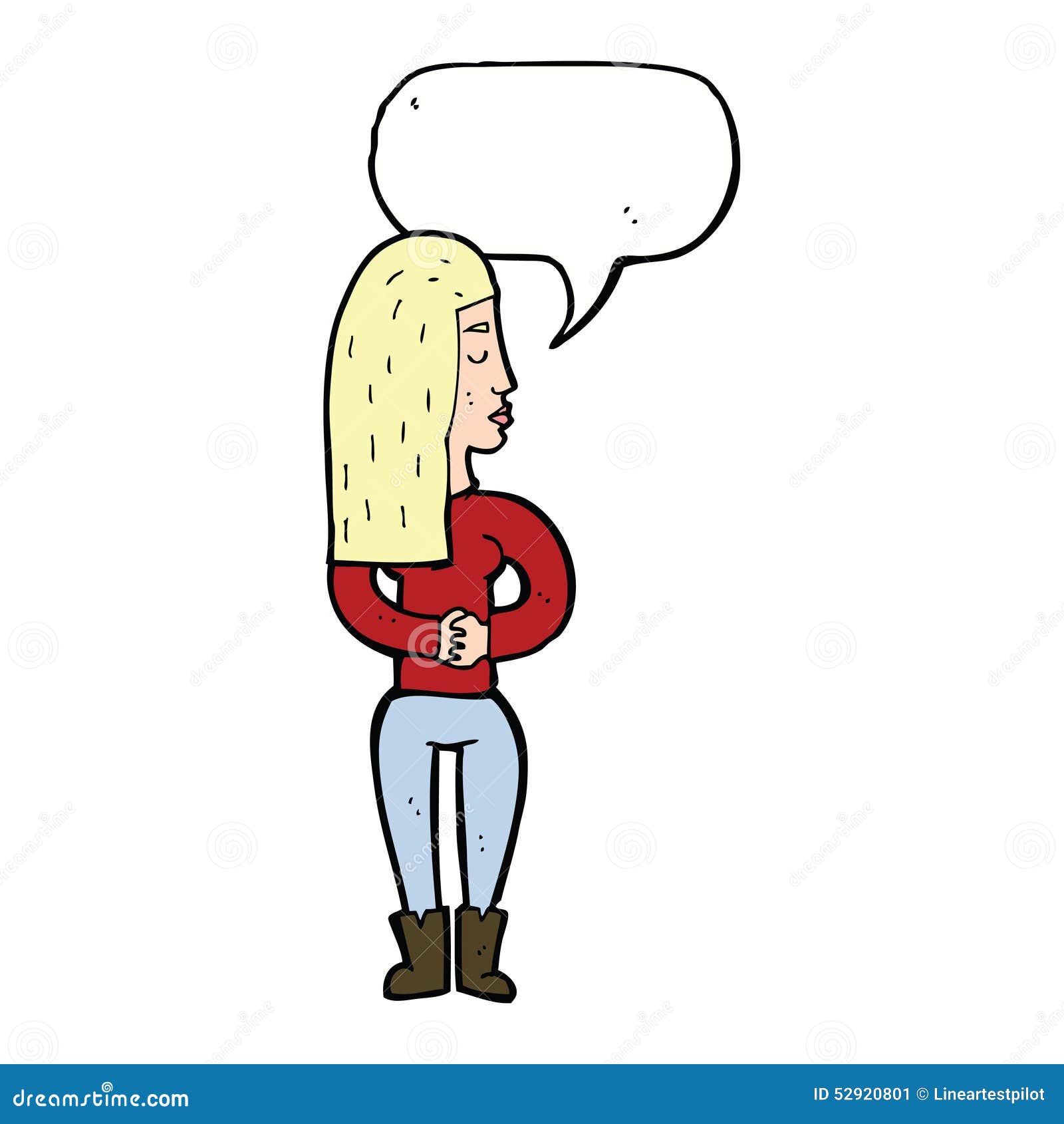 Cartoon Woman Ignoring with Speech Bubble Stock Illustration ...