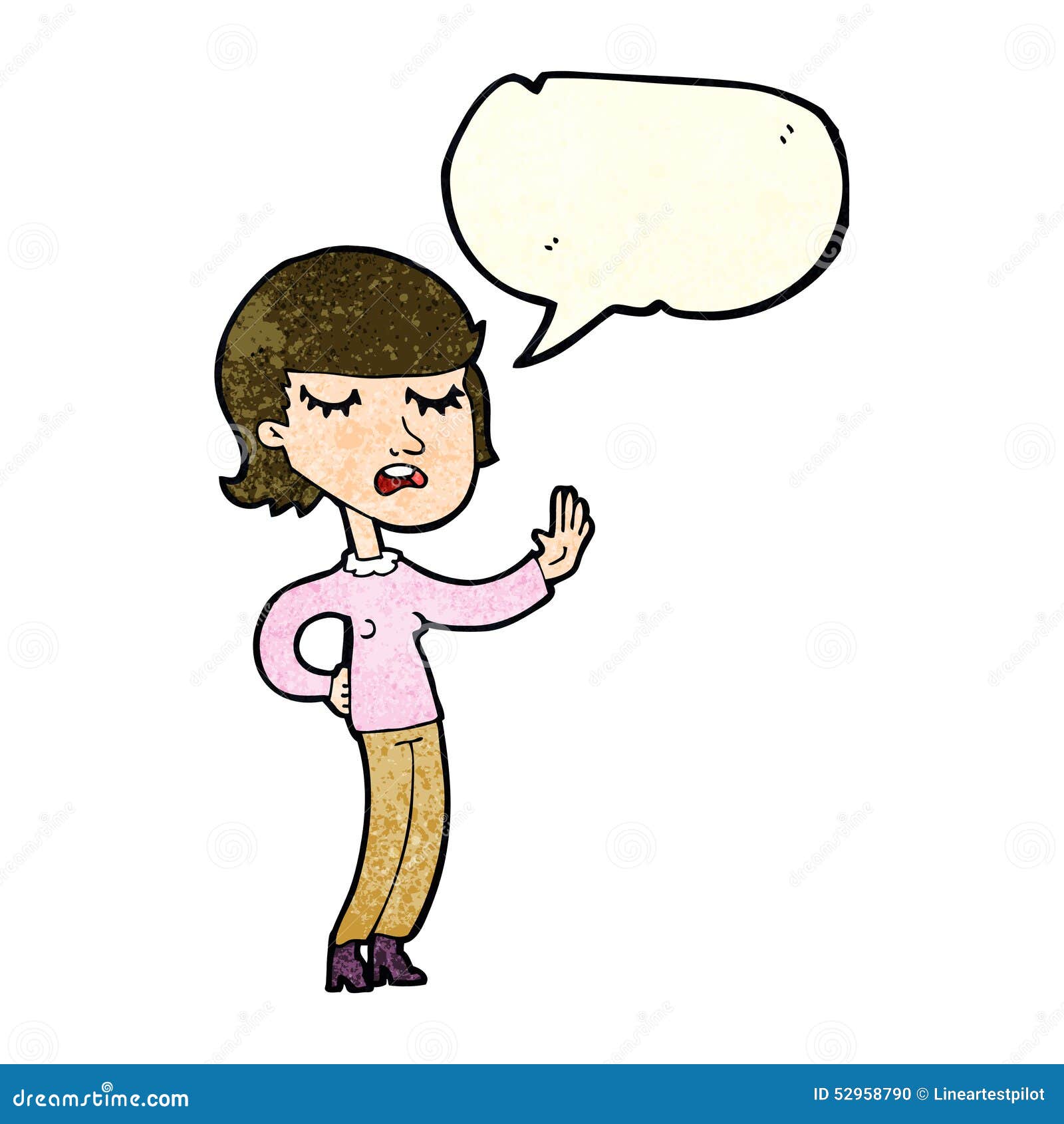 Cartoon Woman Ignoring with Speech Bubble Stock Illustration ...