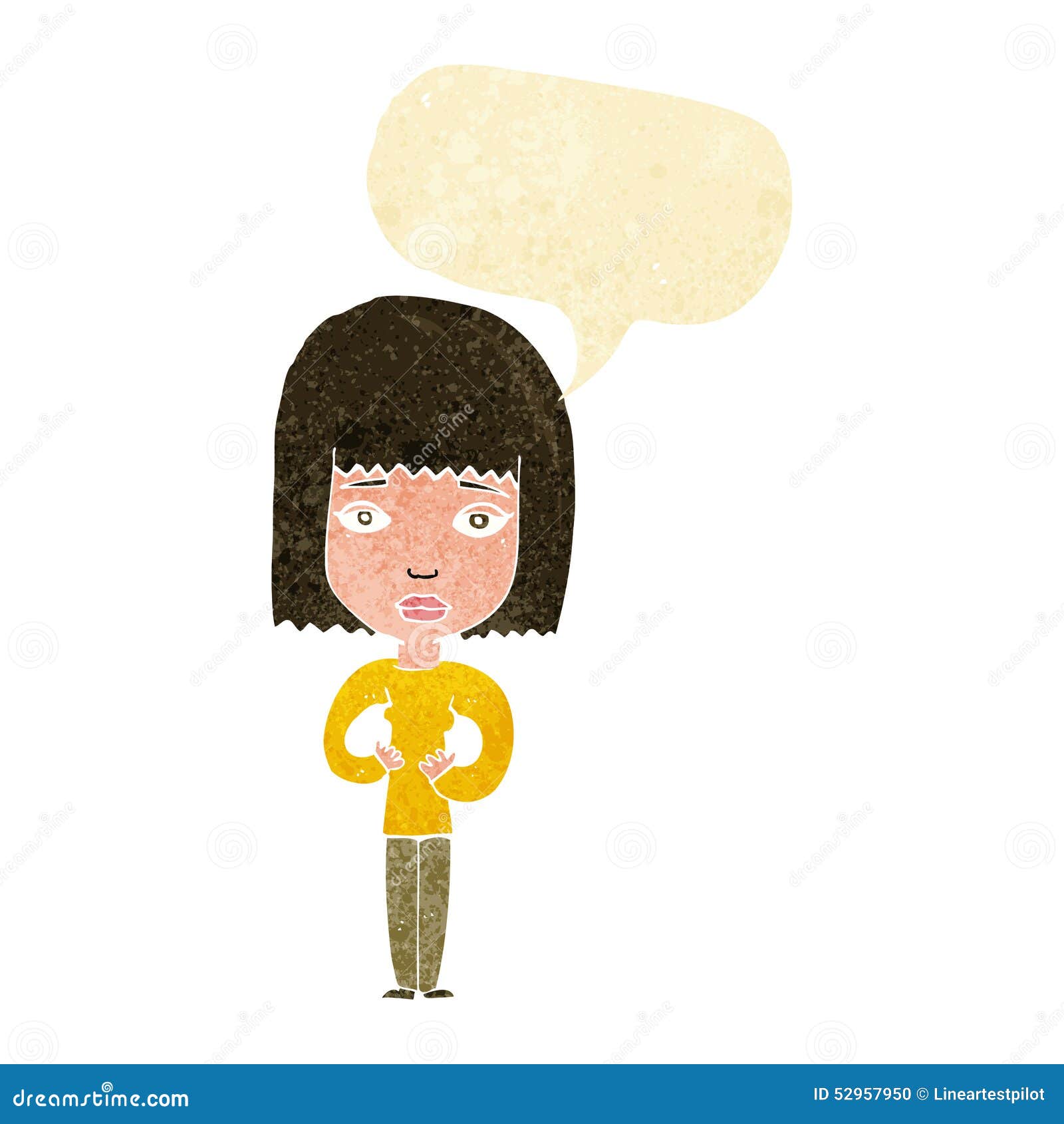 Cartoon Woman Indicating Self with Speech Bubble Stock Illustration ...