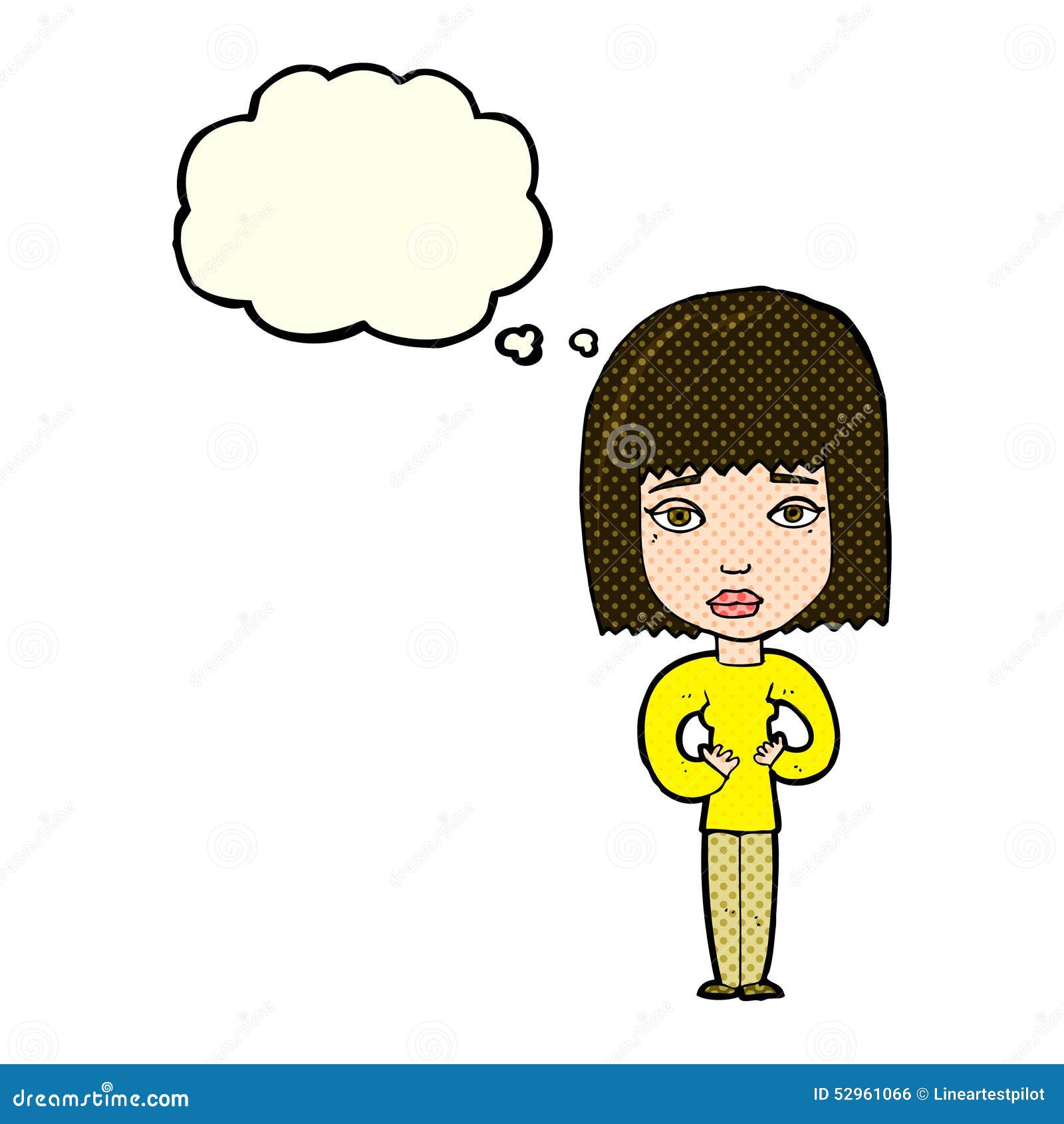 Cartoon Woman Indicating Self with Thought Bubble Stock Illustration ...