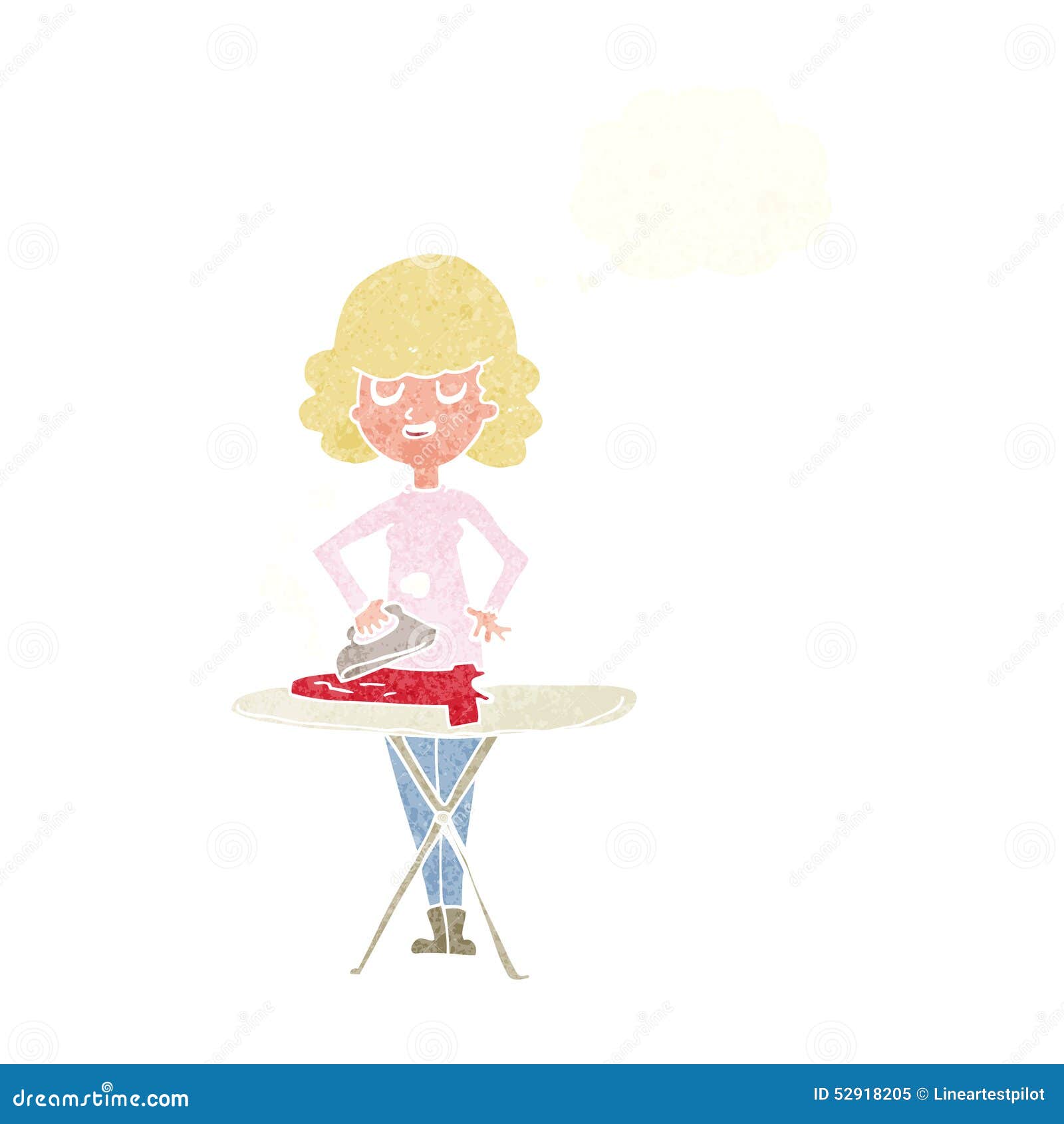 Cartoon Woman Ironing with Thought Bubble Stock Illustration ...