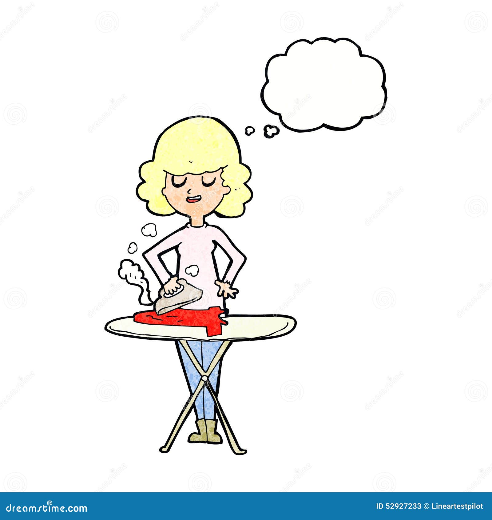 Cartoon Woman Ironing with Thought Bubble Stock Illustration ...