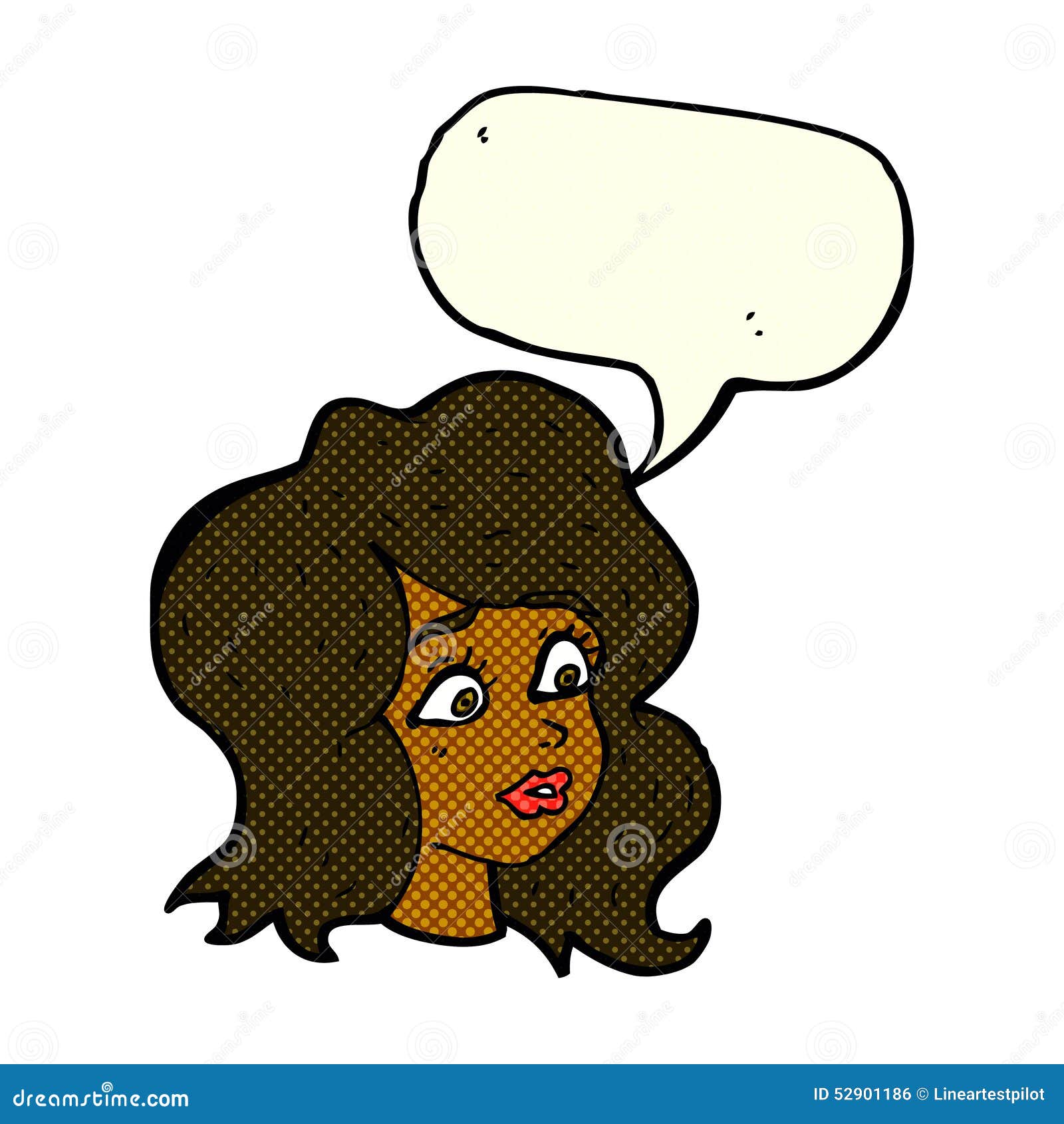 Cartoon Woman Looking Concerned with Speech Bubble Stock Illustration ...