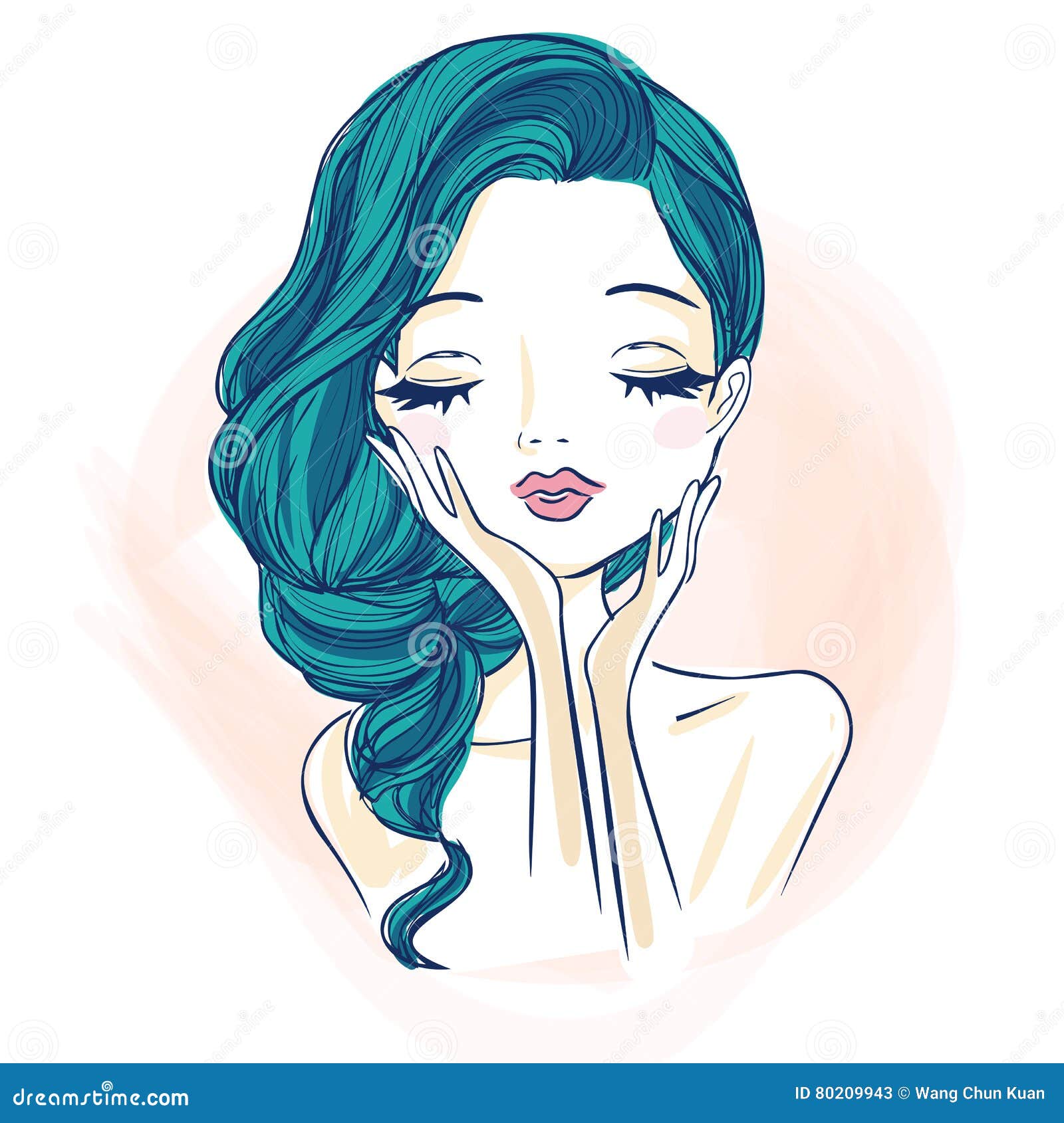 Cartoon woman make up stock vector. Illustration of cosmetics - 80209943