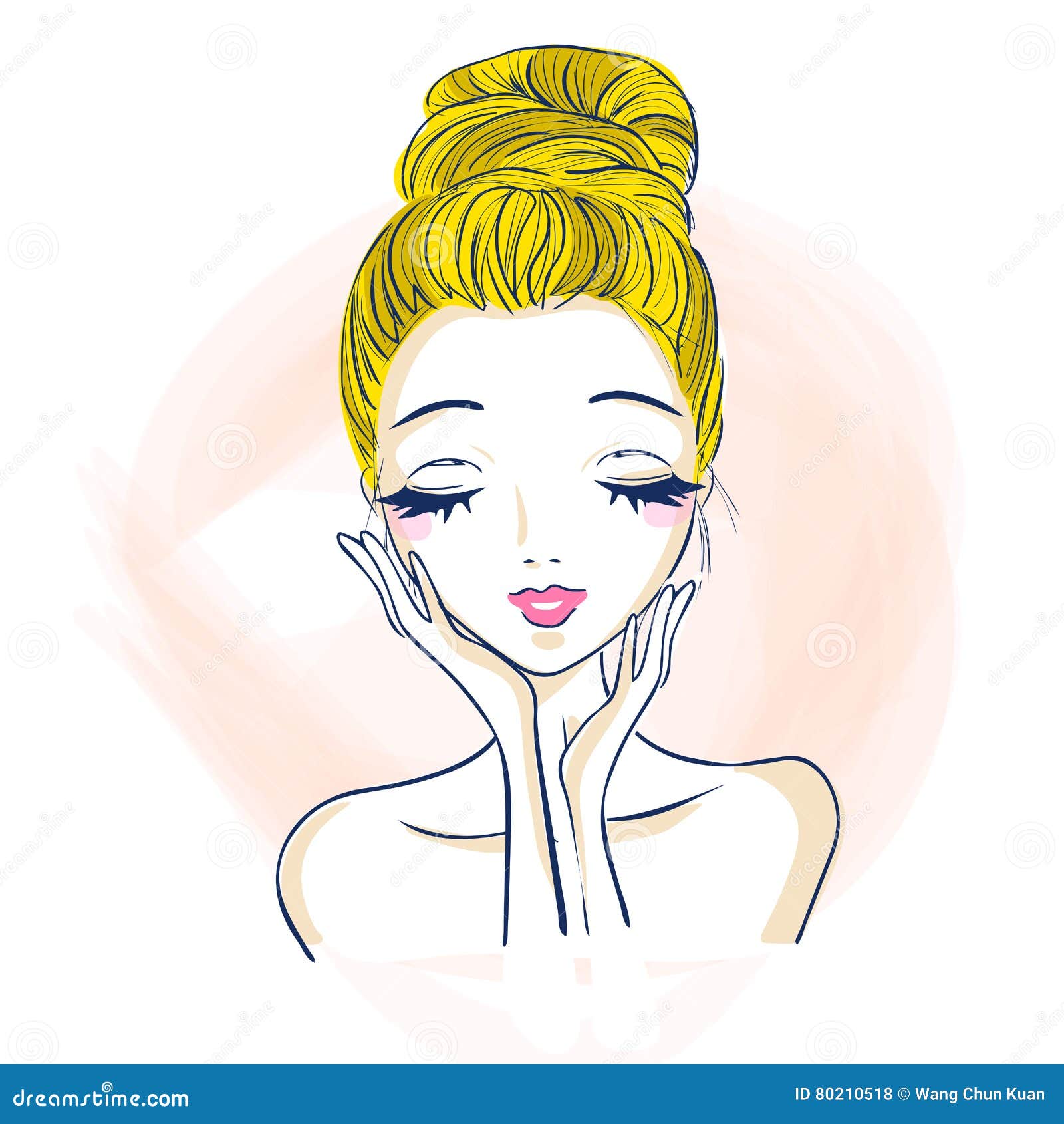 Cartoon woman make up stock vector. Illustration of haircut - 80210518