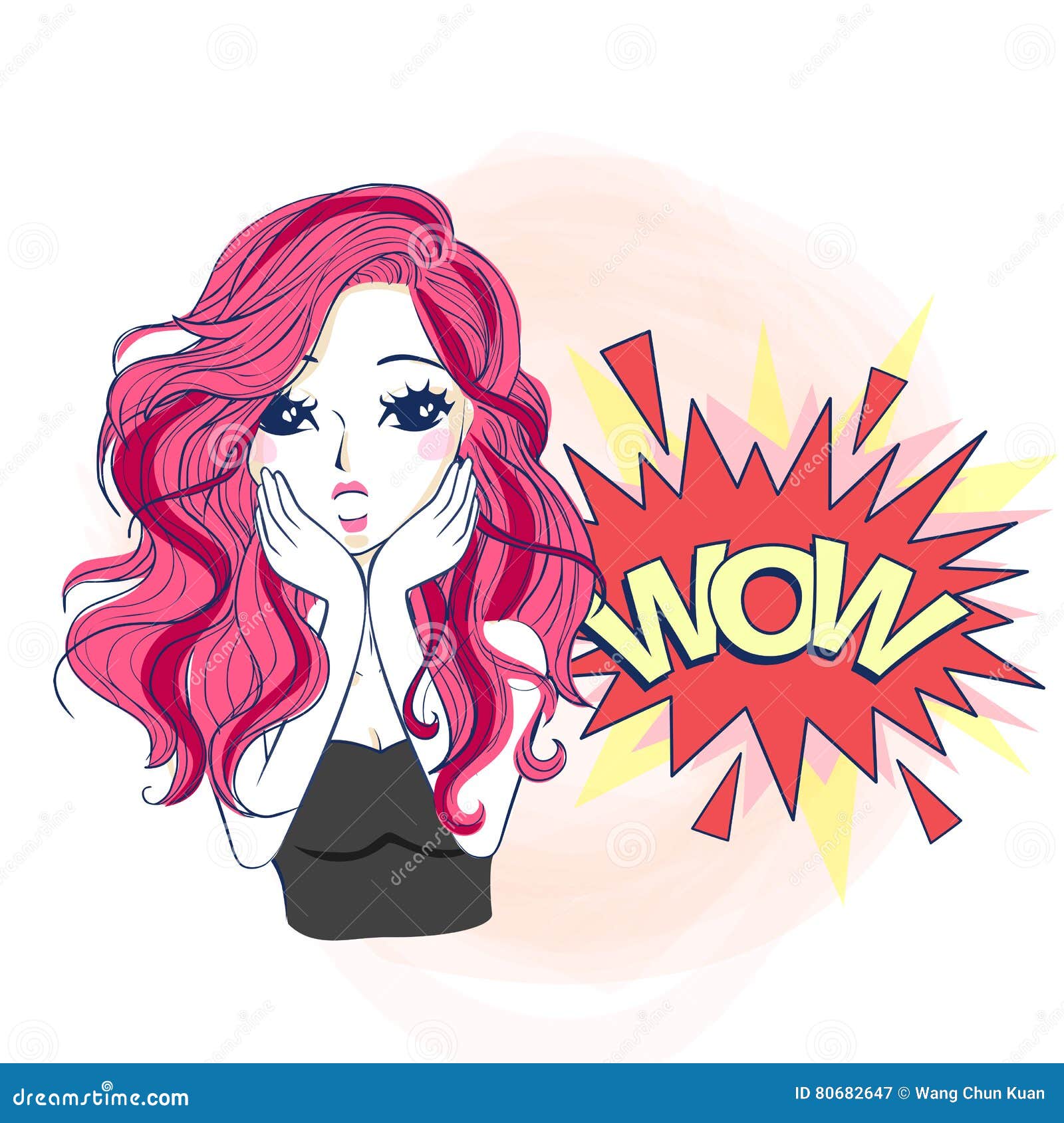 Cartoon Woman Make Wow Expression Stock Vector - Illustration of face ...