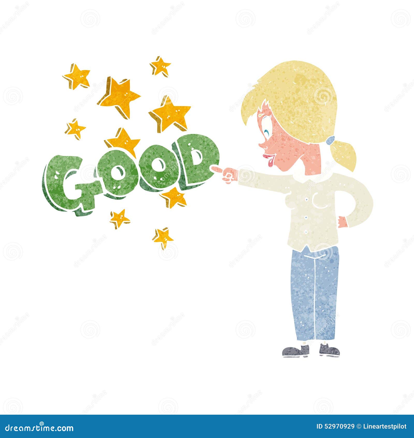 Cartoon Woman Pointing Out the Good Stock Illustration - Illustration ...