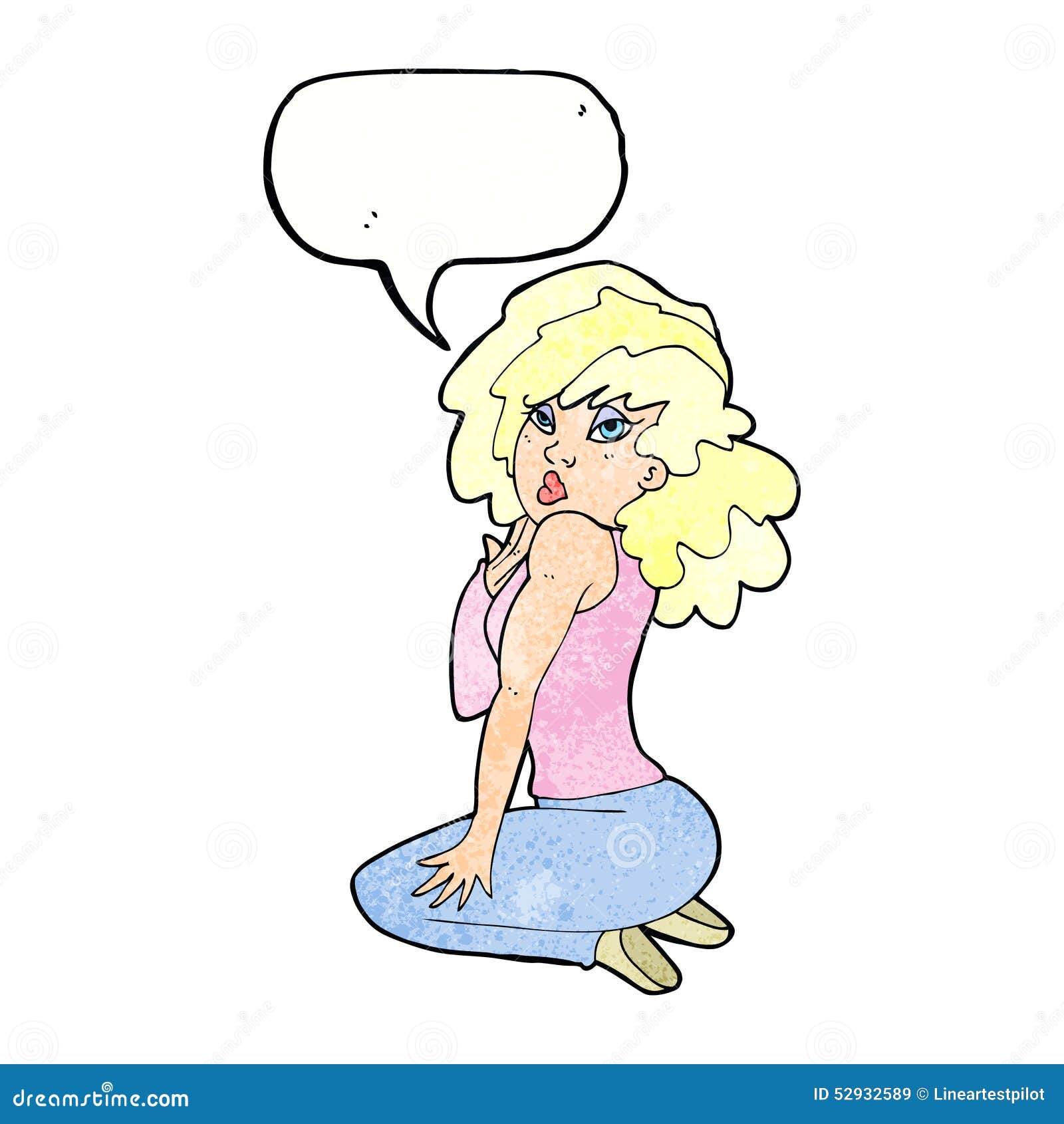 Cartoon Woman Posing With Speech Bubble Stock Illustration