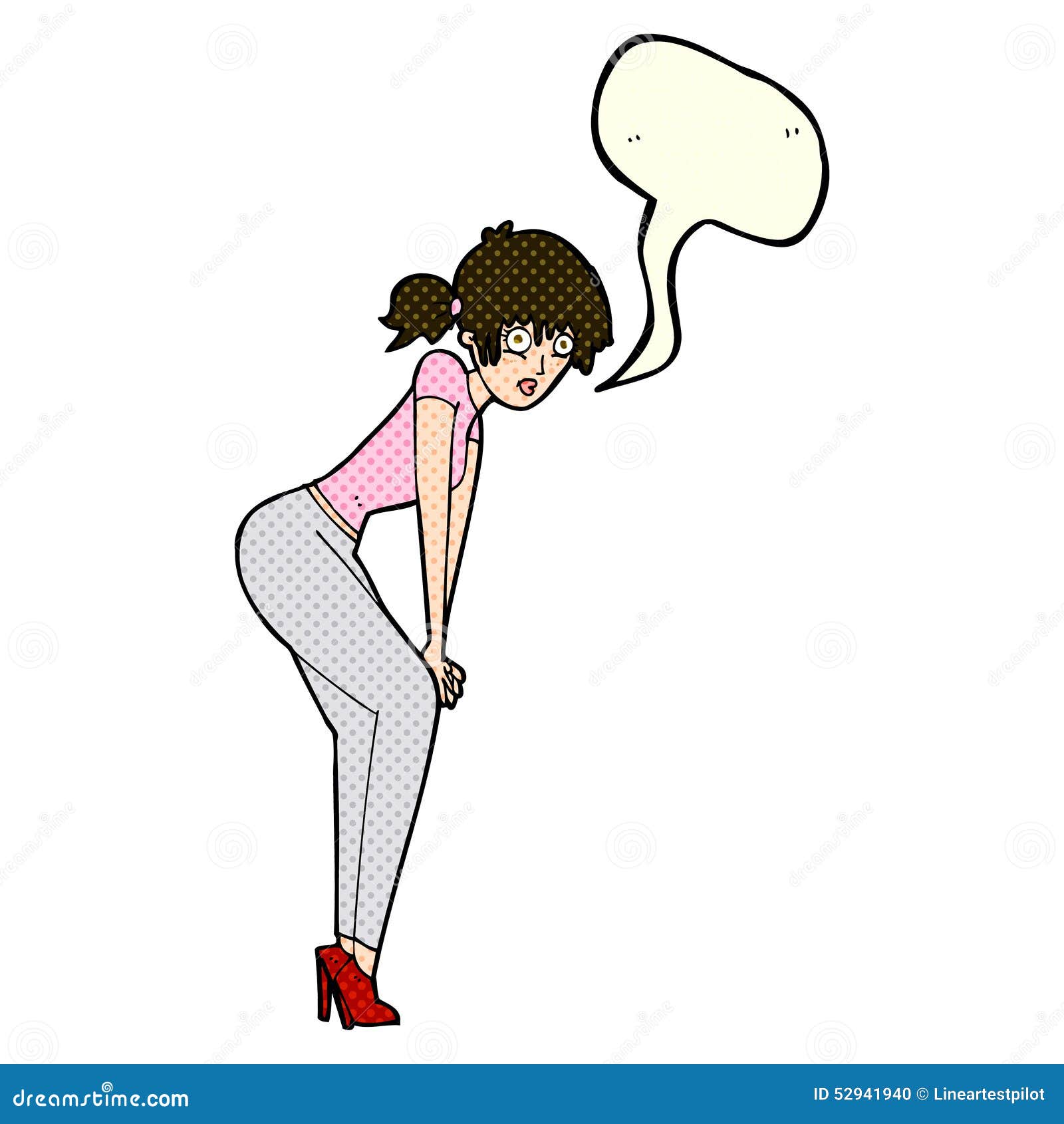 Cartoon Woman Posing With Speech Bubble Stock Illustration