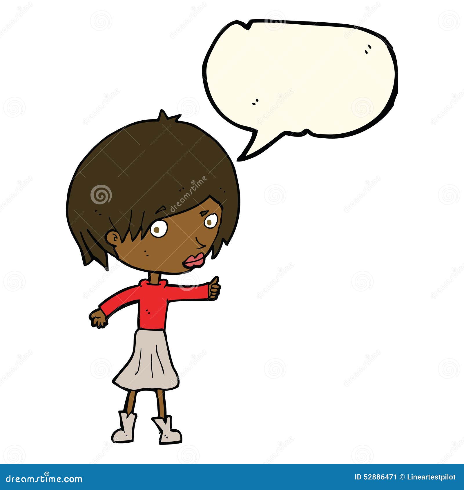 Cartoon Woman Raising Eyebrow with Speech Bubble Stock Illustration ...