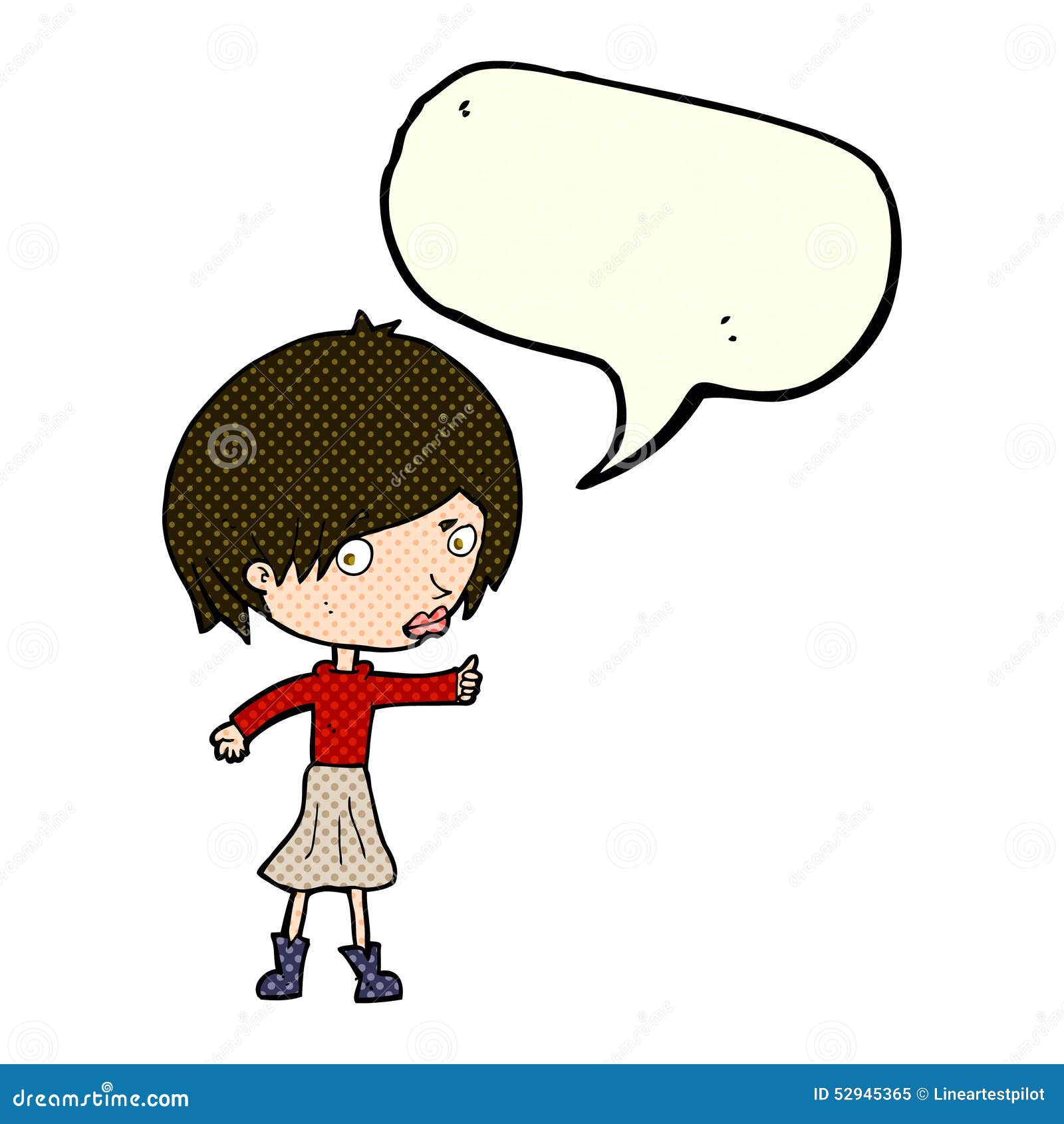 Cartoon Woman Raising Eyebrow with Speech Bubble Stock Illustration ...