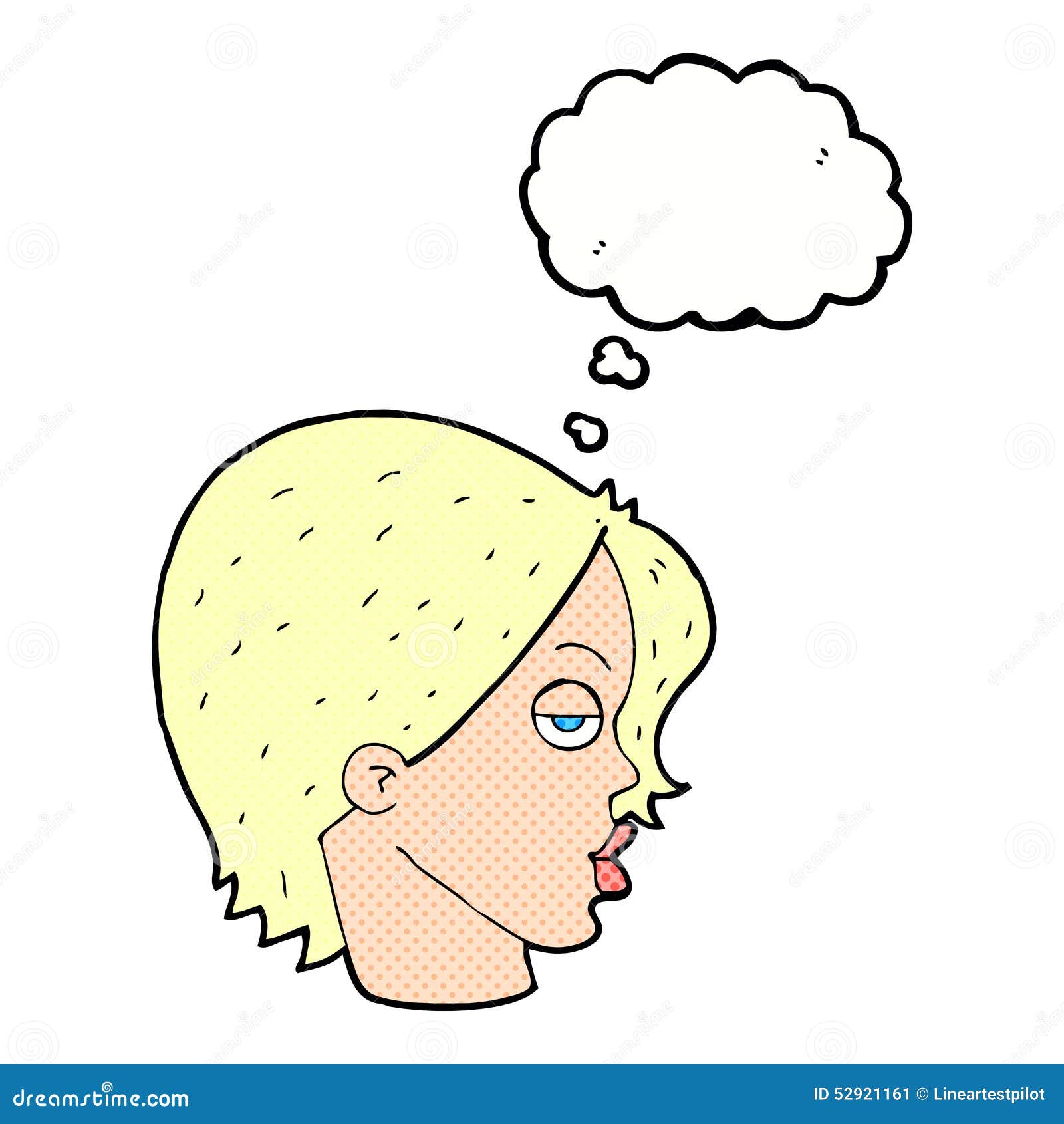 Cartoon Woman Raising Eyebrow with Thought Bubble Stock Illustration ...